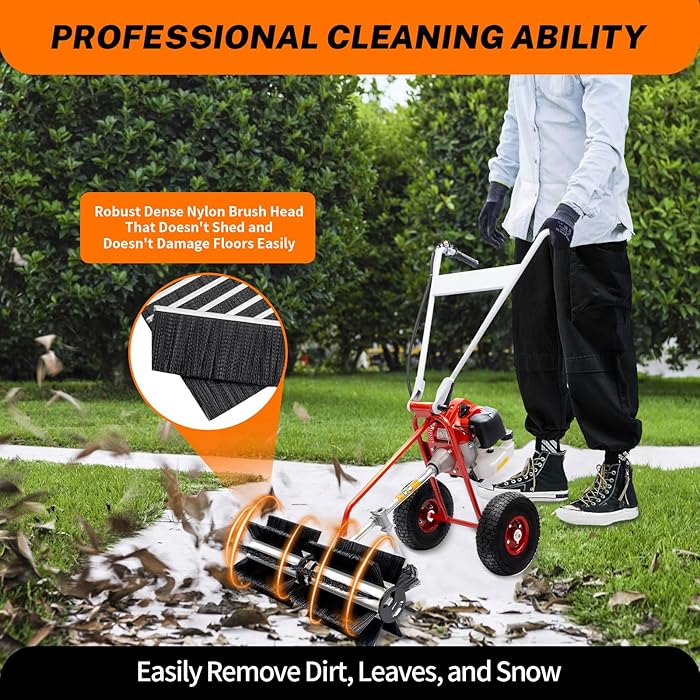 Buy Power Broom Sweeper Cordless,43CC Gas Powered Broom,Walk-Behind ...