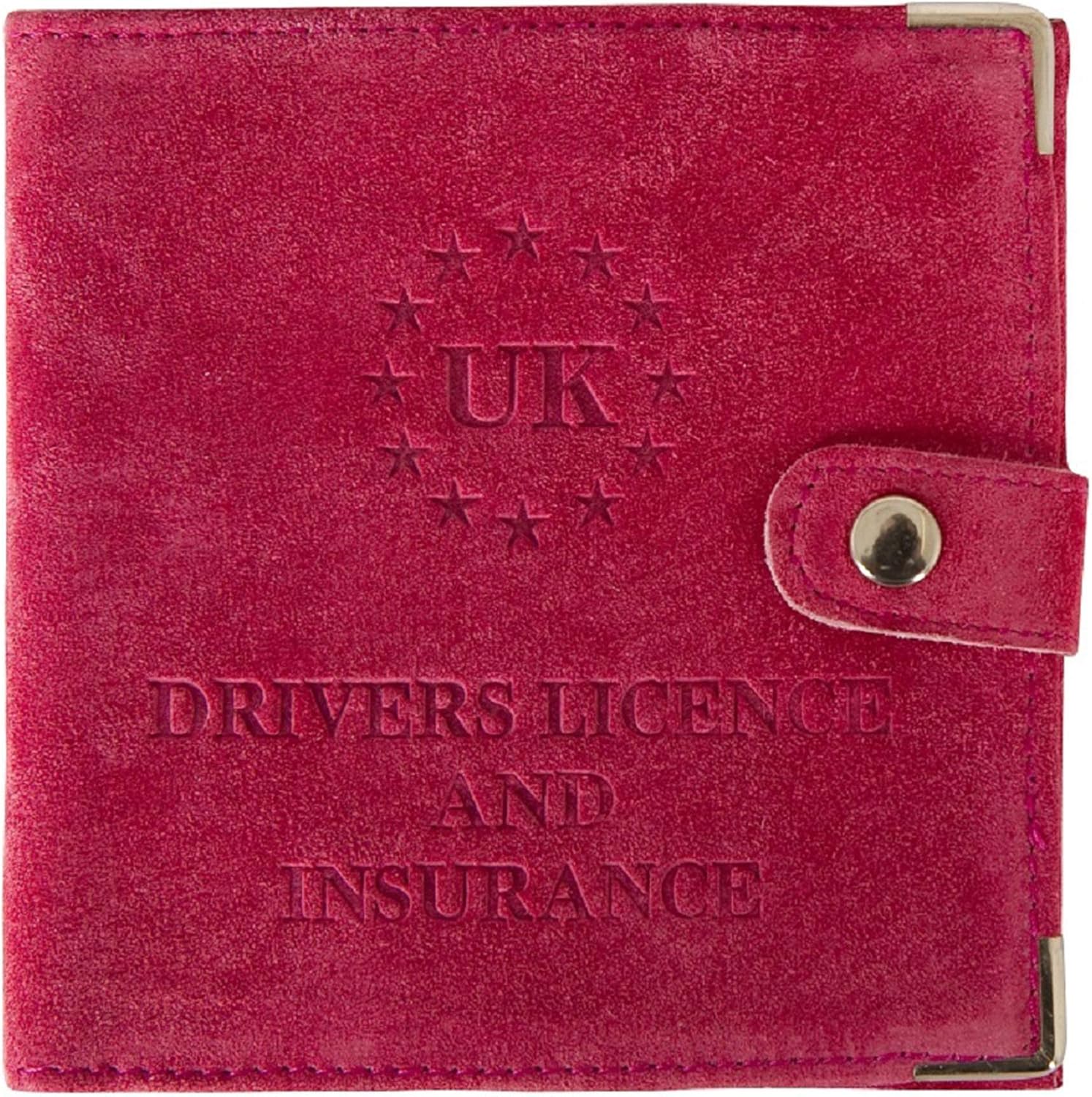 Panorama Hot Pink Suede Driving Licence & Insurance Holder : Amazon.co ...