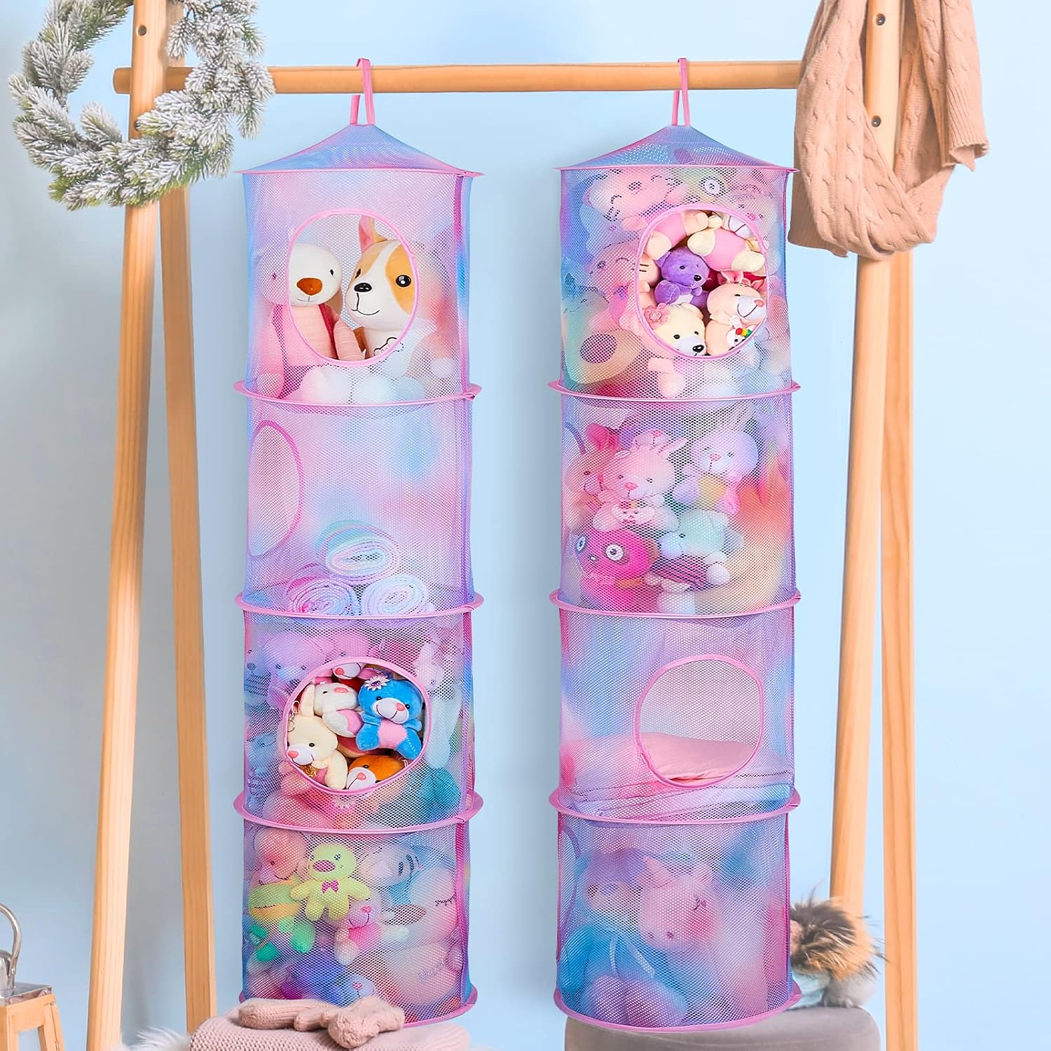 Amazon.com: Stuffed Animals Hammock 2 Pcs Toy Storage Unicorn Castle ...