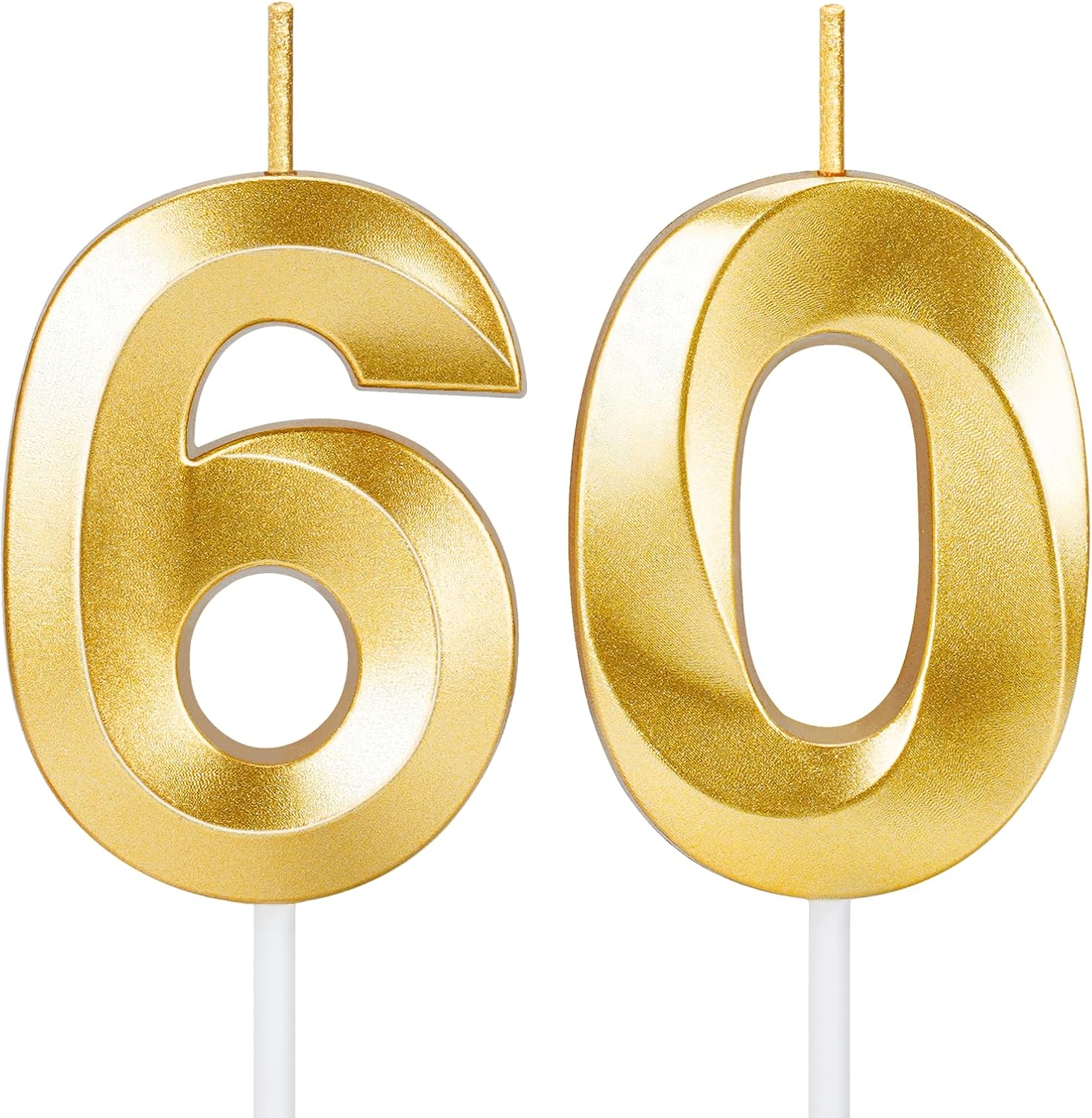 Amazon.com: 60th Birthday Candles for Cake,Gold Number Candles for ...