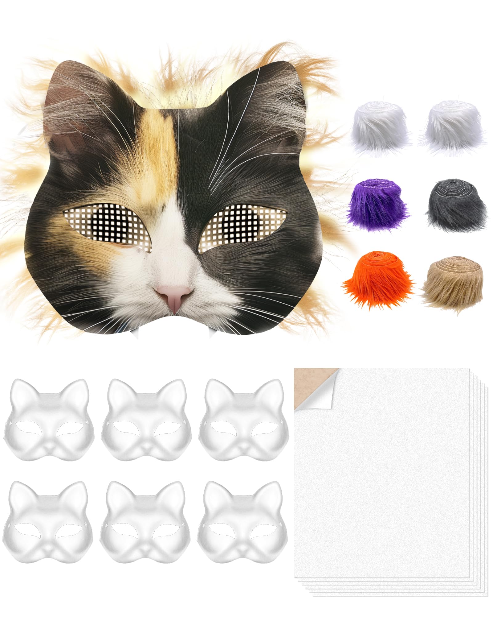 Amazon.com: 18 Pcs Therian Mask Kit, DIY Blank Cat Mask Base with Faux ...