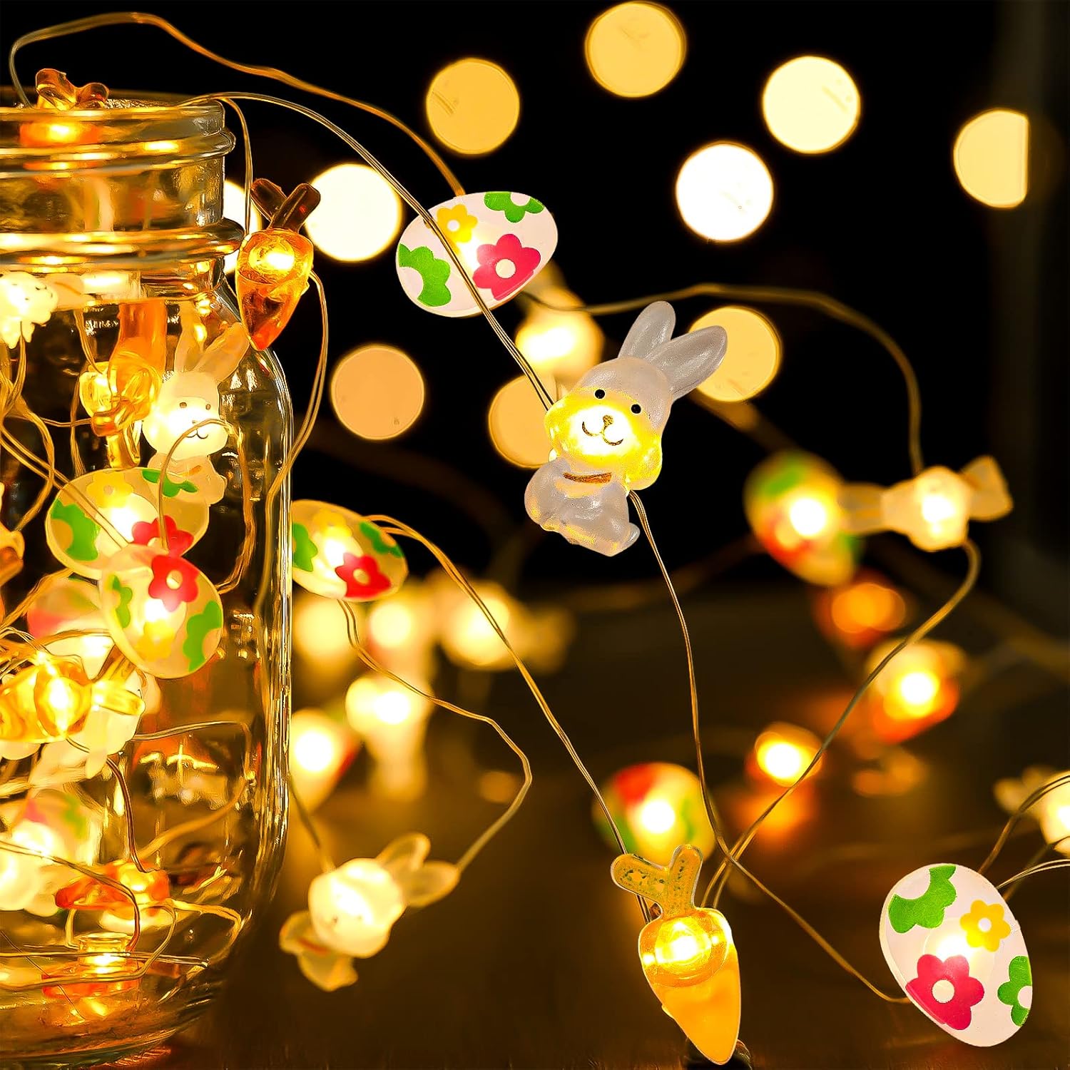 Amazon.com: 2 Pcs 21 ft 60 LED Easter Lights String Spring Waterproof ...