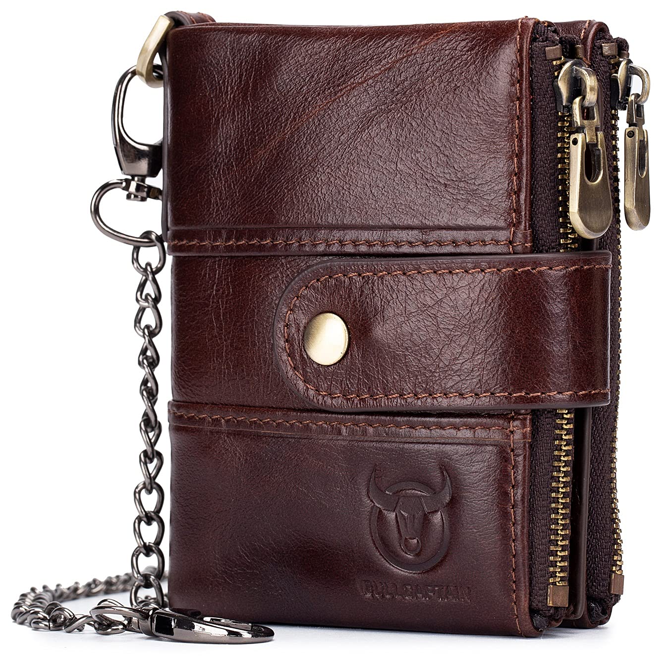 Amazon.com: BULLCAPTAIN Genuine Leather Men Wallet with Anti Theft ...