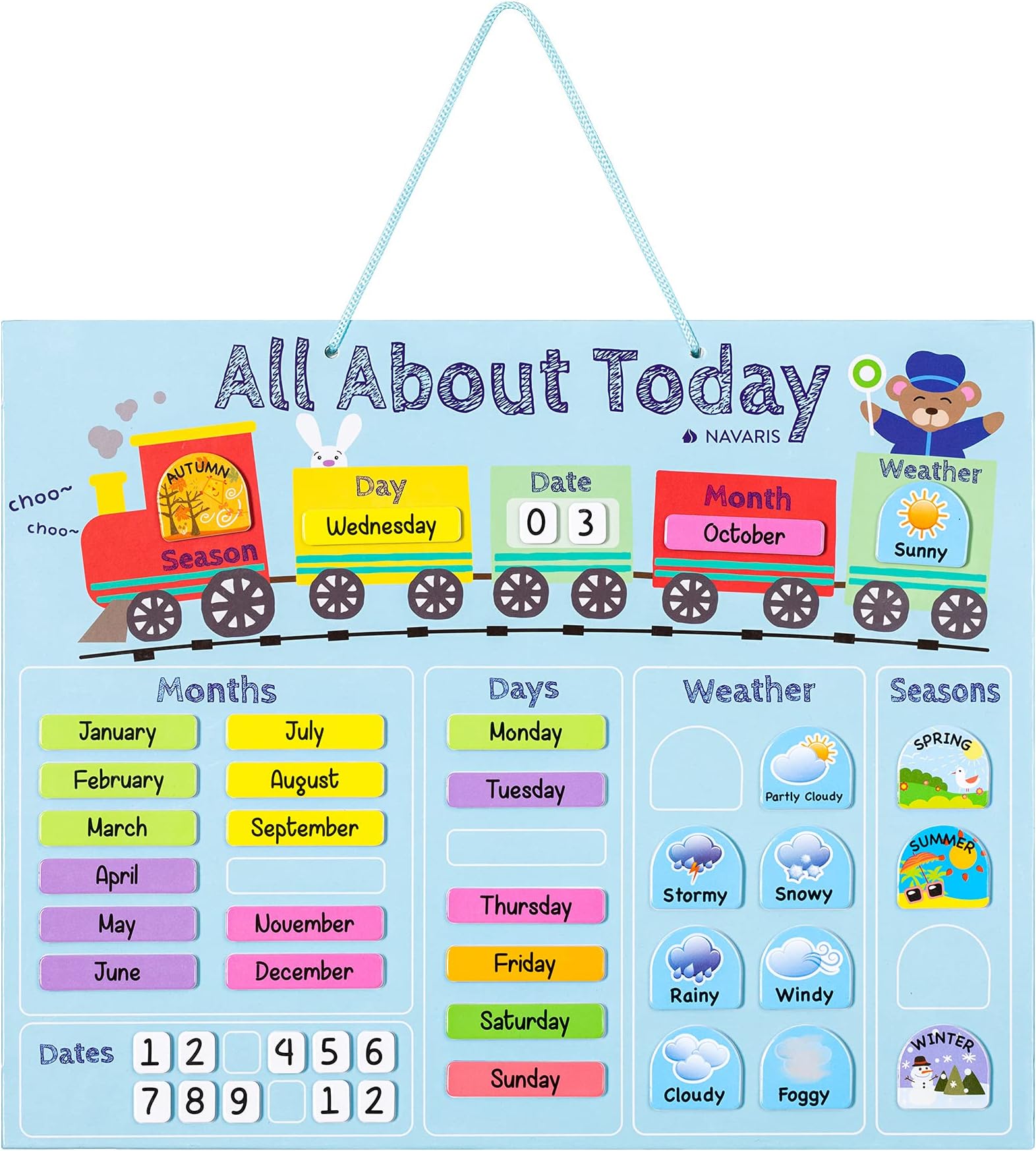 Navaris Kids Magnetic Calendar - Early Years Learning - Weather, Date ...