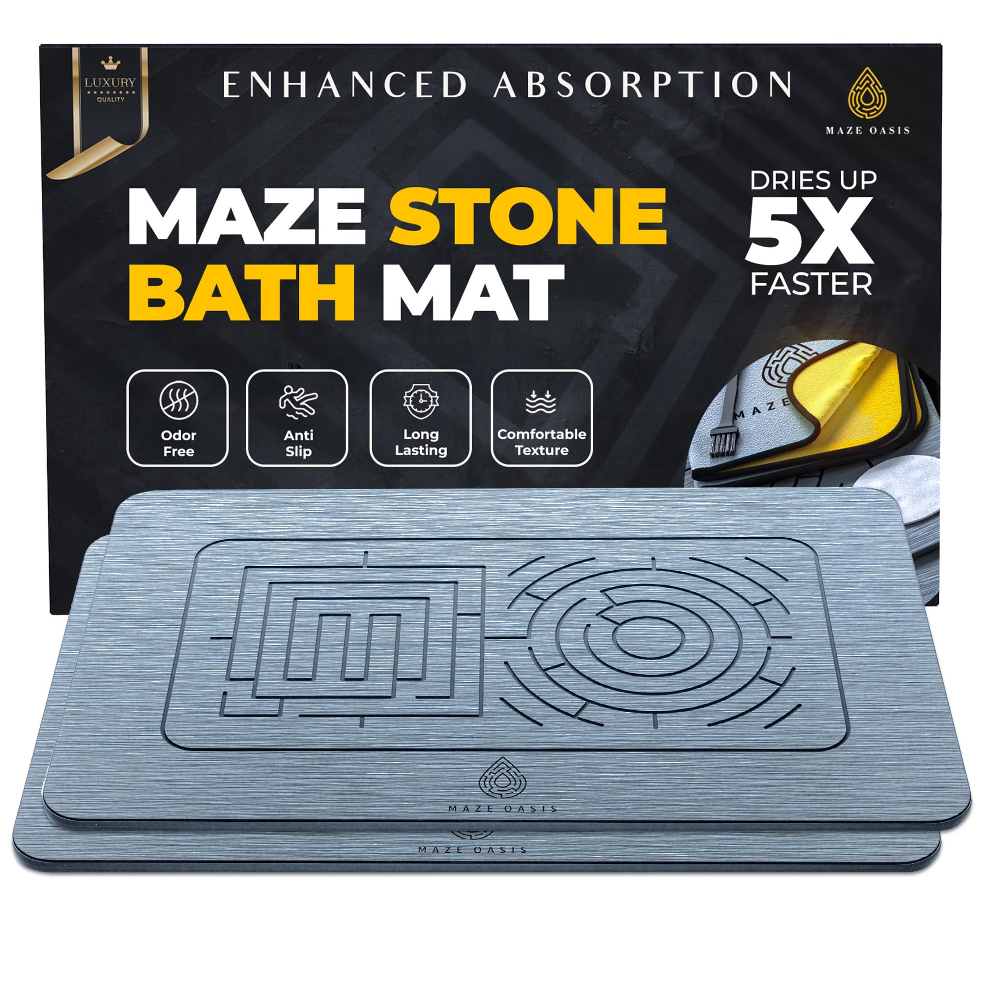 Amazon.com: MAZE OASIS Stone Bath Mat - Instant-Drying Diatomaceous ...