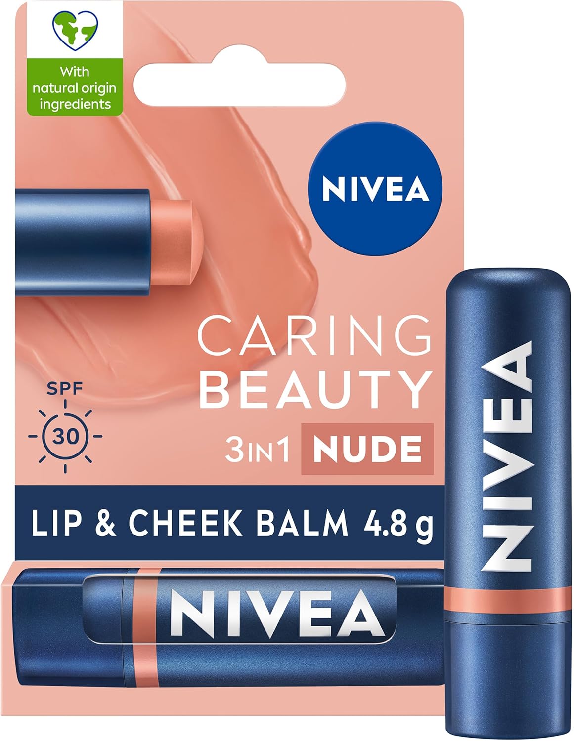 NIVEA Caring Beauty Nude Lip Balm SPF30 (4.8g), 3-in-1 Buttery Lip and ...