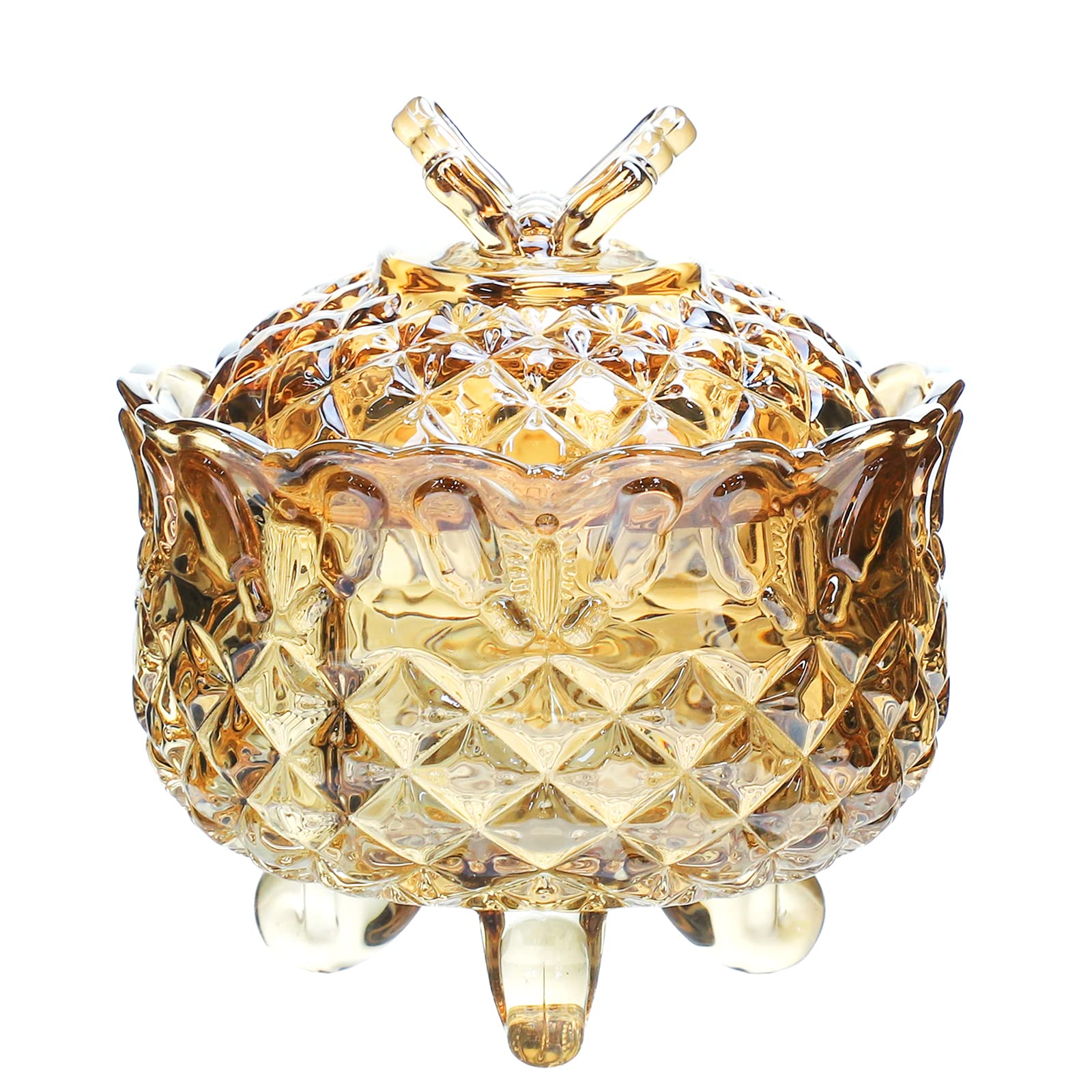 Amazon.com: SOCOSY Royal Embossed Crystal Glass Candy Box with Lid ...