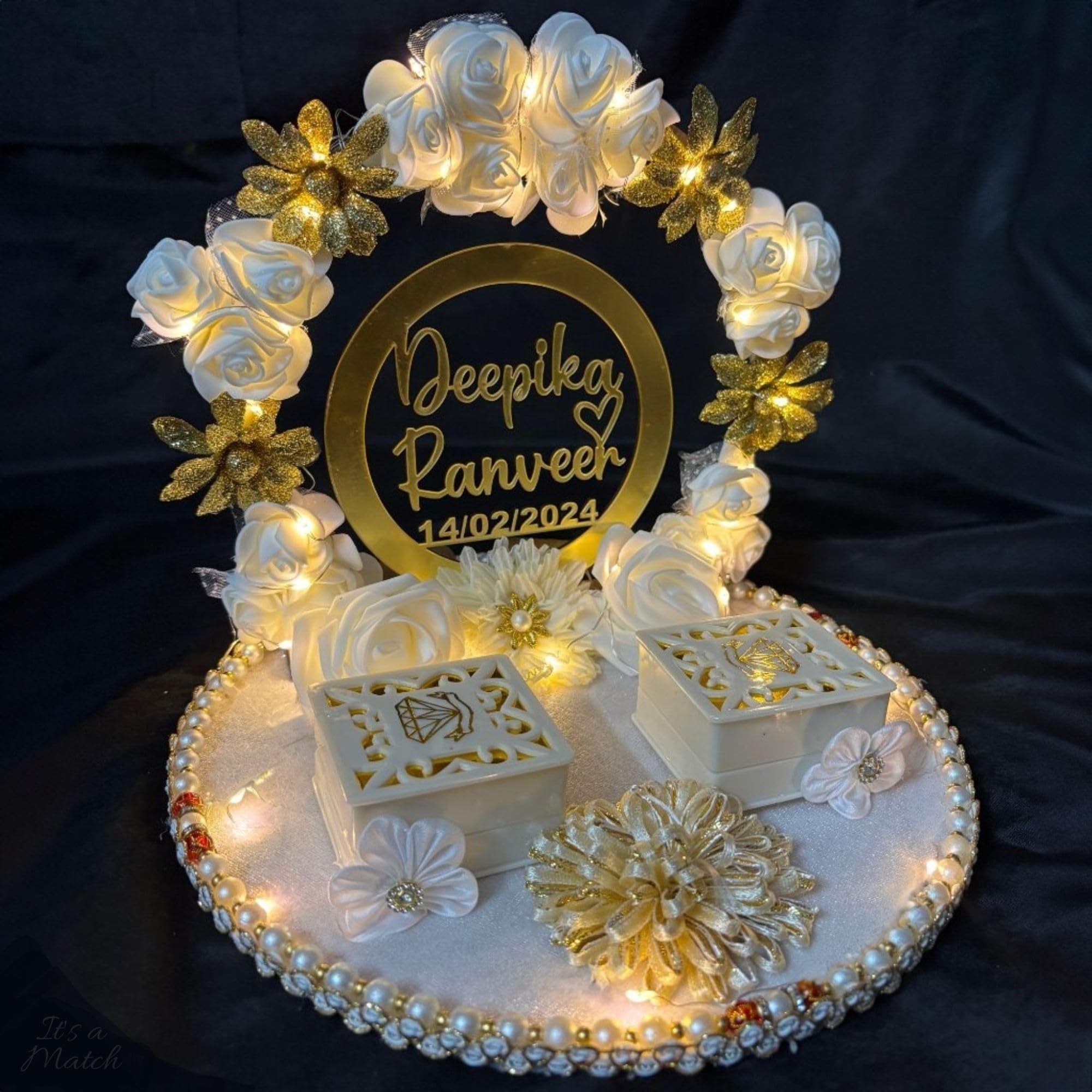 Buy THE BRIDE MADE White Engagement Ring Platter with Customized Name ...