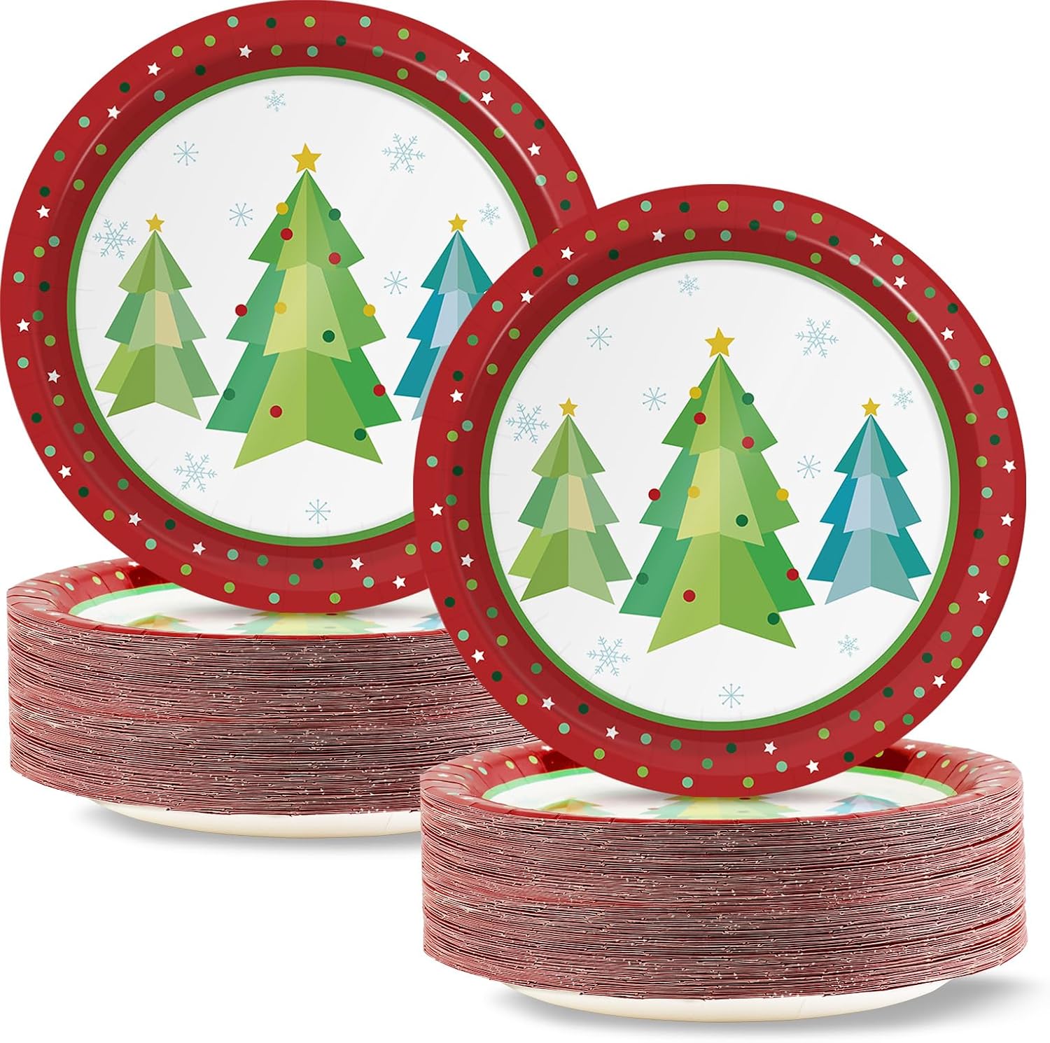 Amazon.com: Colorful Christmas Tree Paper Plates Merry Christmas Tree ...
