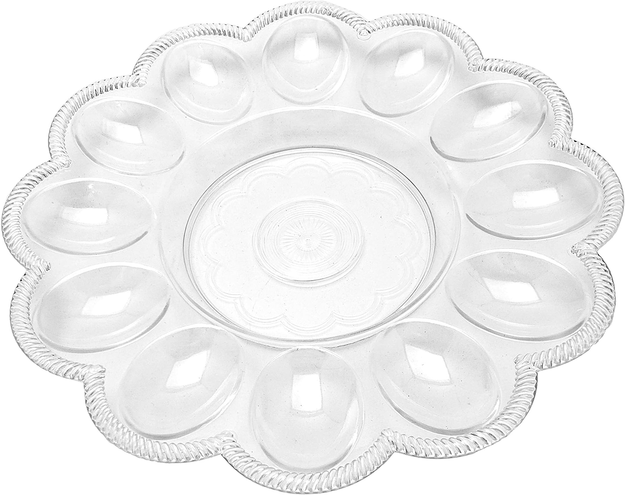 Amazon.com | Deviled Egg Clear Plastic Crystal Cut Platter - Set of 2 ...