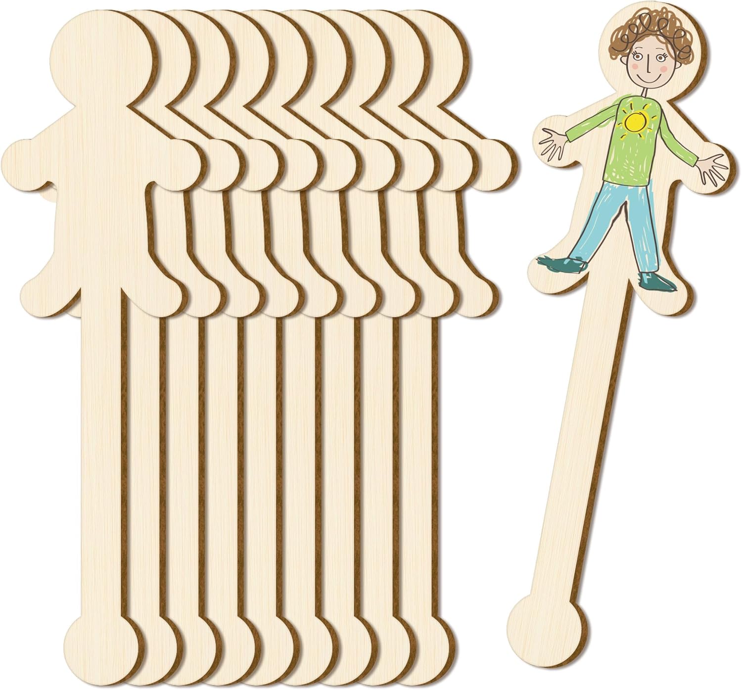 Amazon.com: Lesnala 100Pcs Wooden People Shaped Craft Sticks for Unisex ...