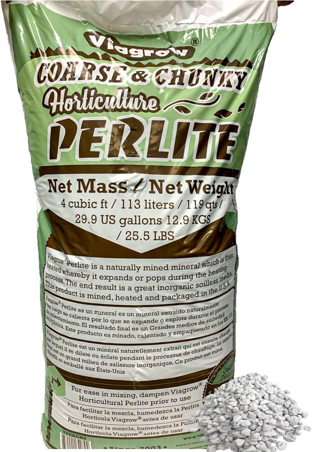 Amazon.com : Viagrow Perlite Coarse and Chunky Grade, 4 Cubic ft / 119 ...
