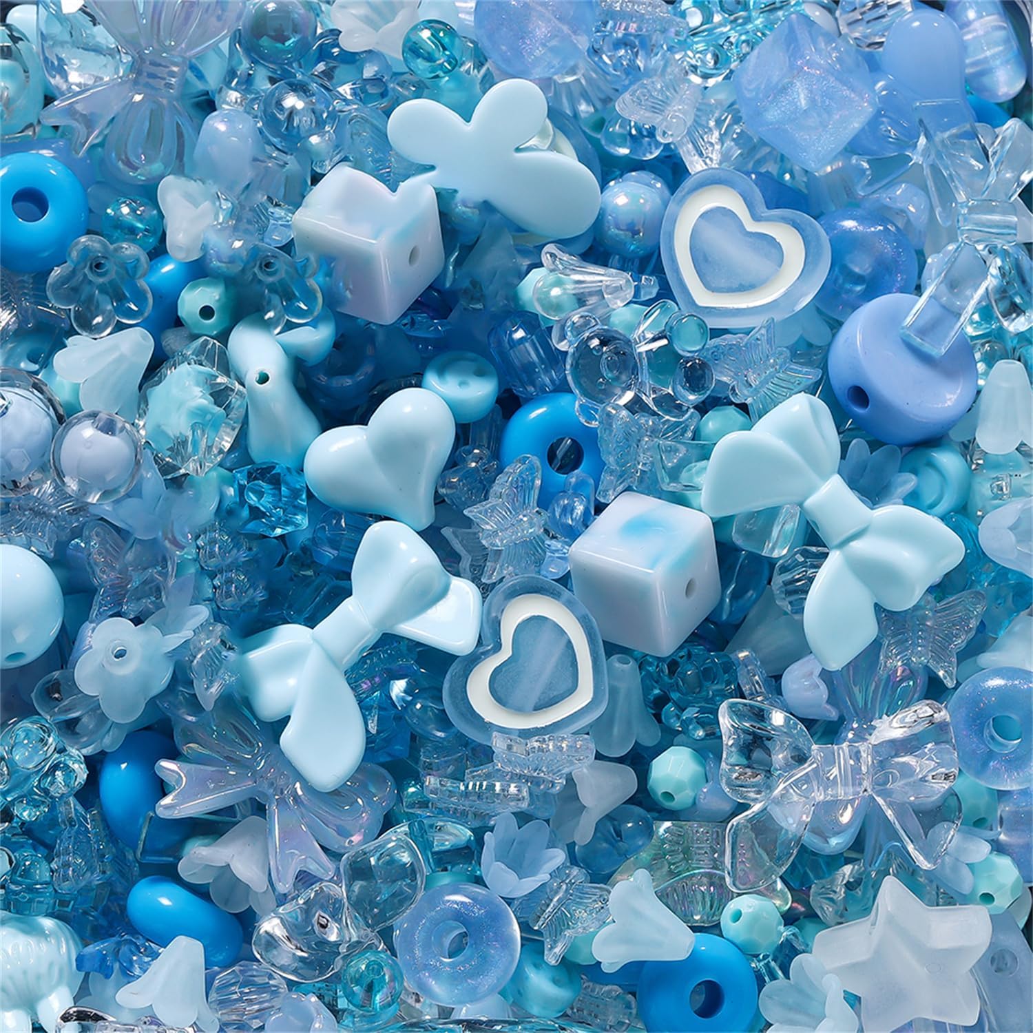 Amazon.com: 20g Acrylic Assorted Beads Flower Heart Butterfly Candy ...