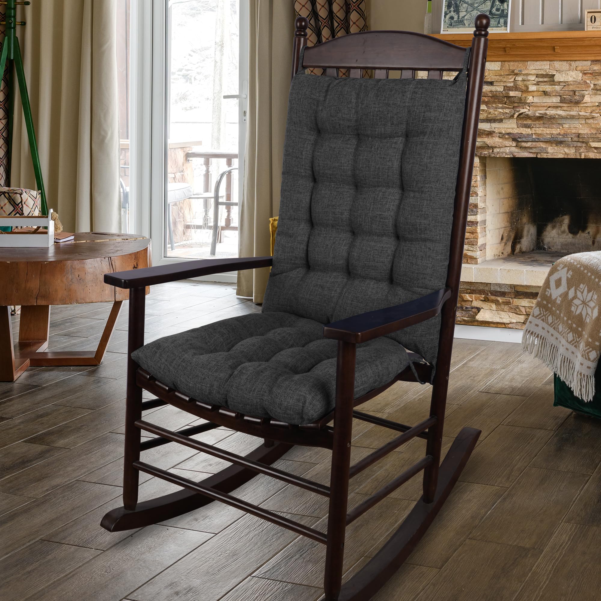 ELFJOY Extra Large Rocking Chair Cushion Thick Linen Chair Pads Back ...