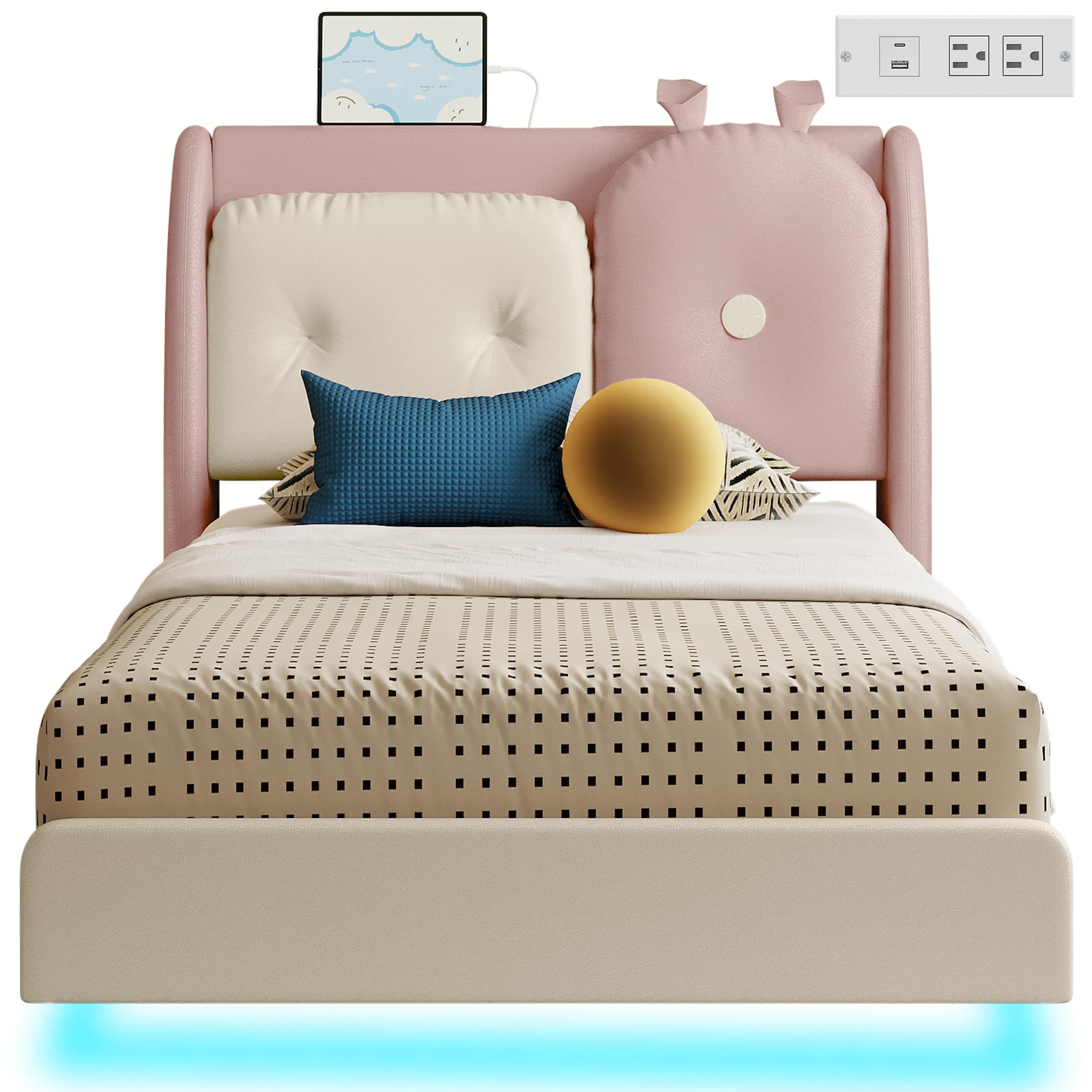 Amazon.com: LIKIMIO Twin Floating Bed Frame, Platform Bed Frame with ...