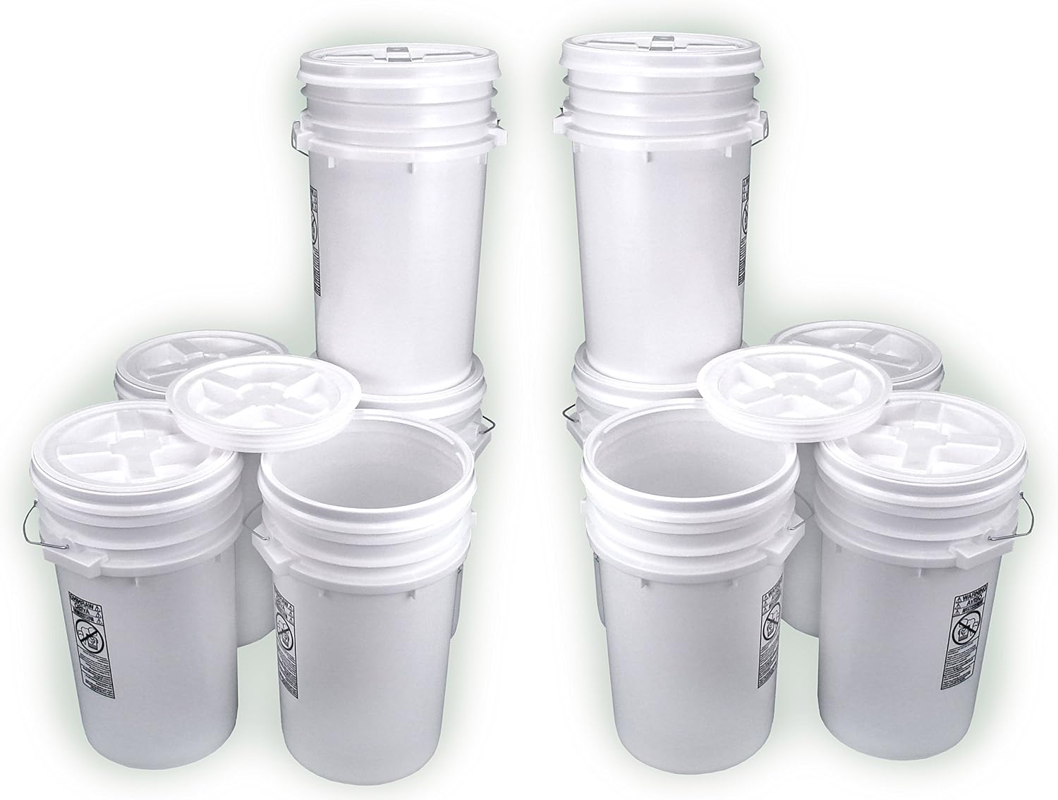 Amazon.com: Bucket Kit, Ten White 6-Gallon Buckets with White Gamma ...