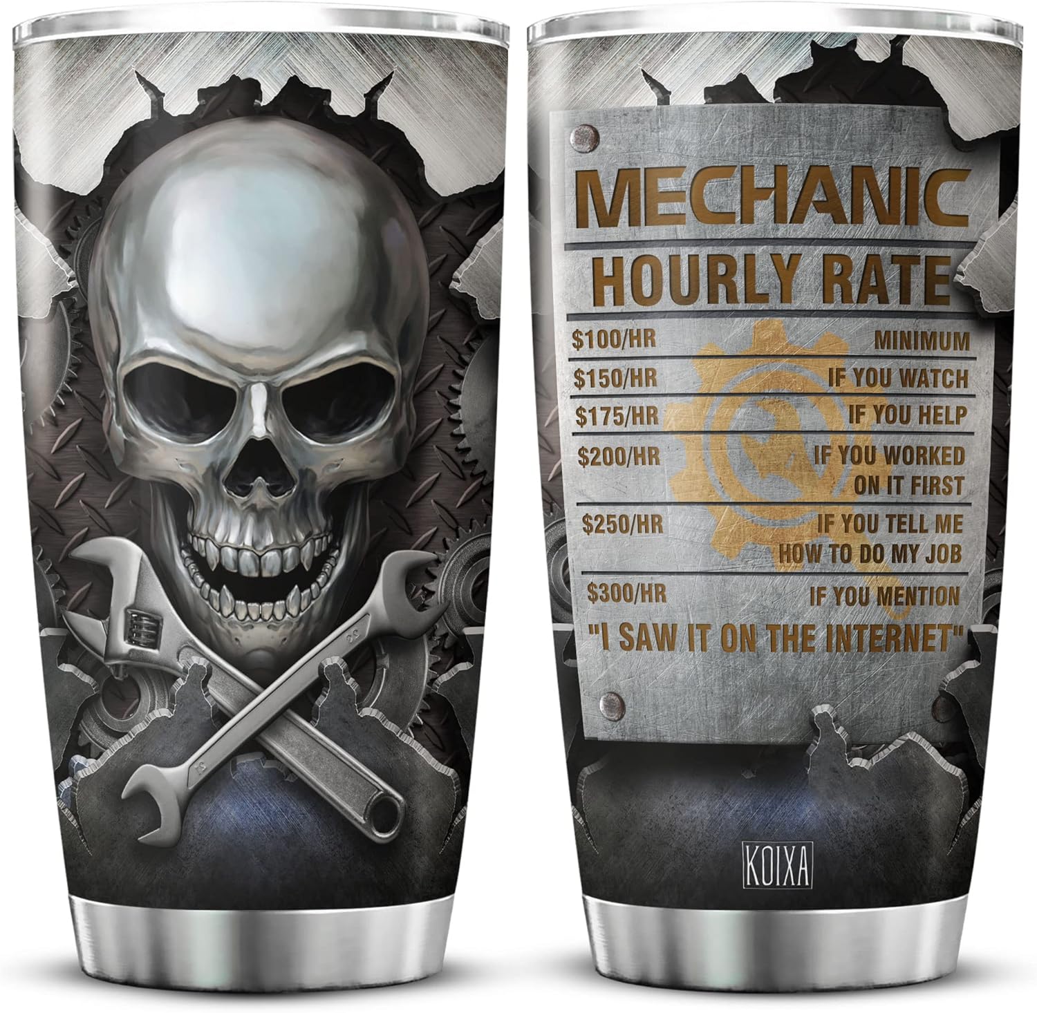 Amazon.com | KOIXA Skull Tumbler Mechanic Hourly Rate Coffee Travel Mug ...
