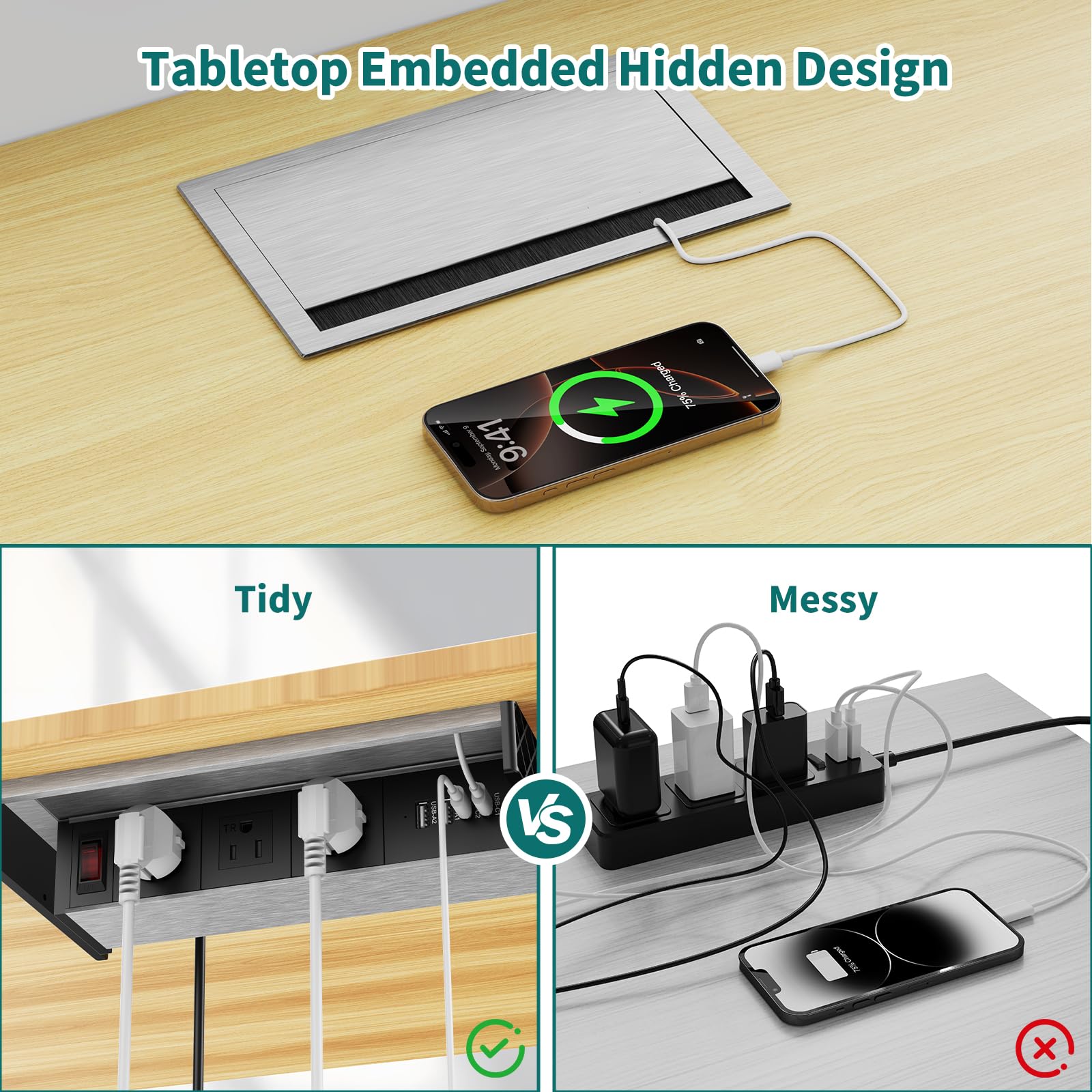 Snapklik.com : QBA Tabletop Brush Connectivity Box Outlet, Recessed ...