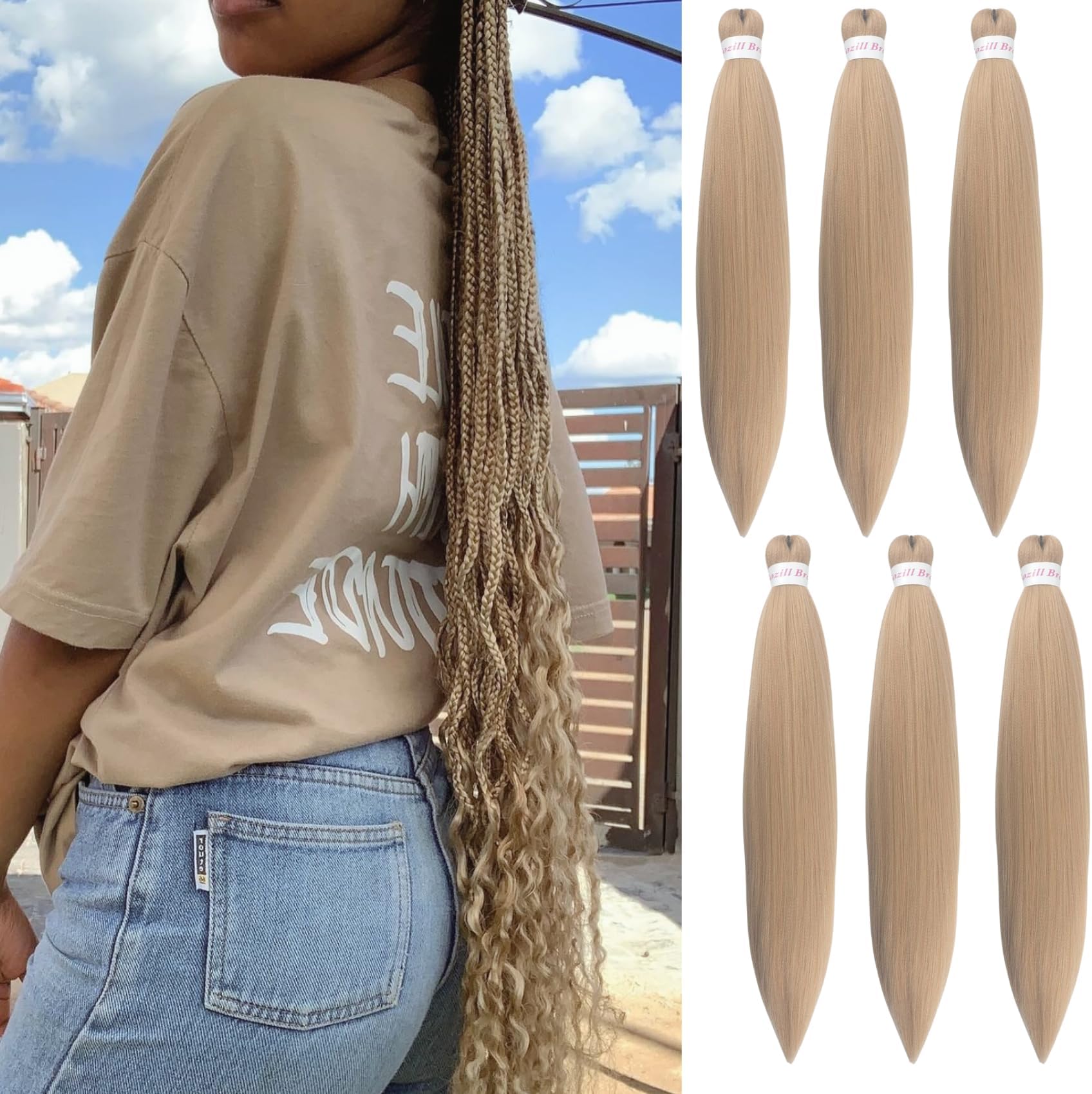 Amazon.com : Ash Blonde Braiding Hair Pre Stretched Knotless Braiding ...