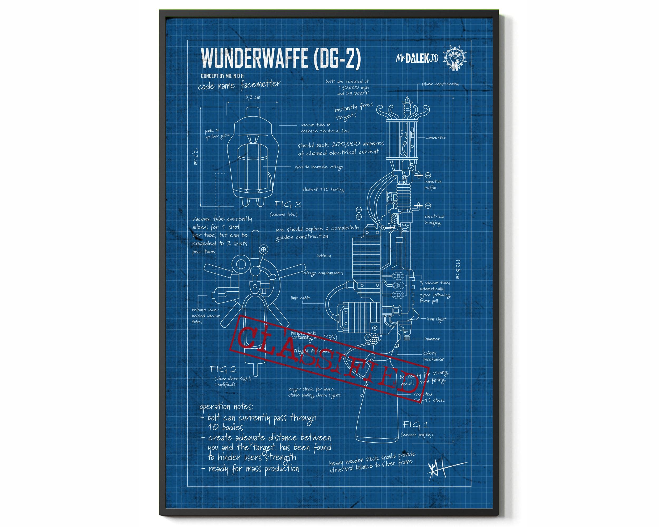 Amazon.com: FESOGO WunderWaffe Patent Duty of Blueprints Weapon Call ...