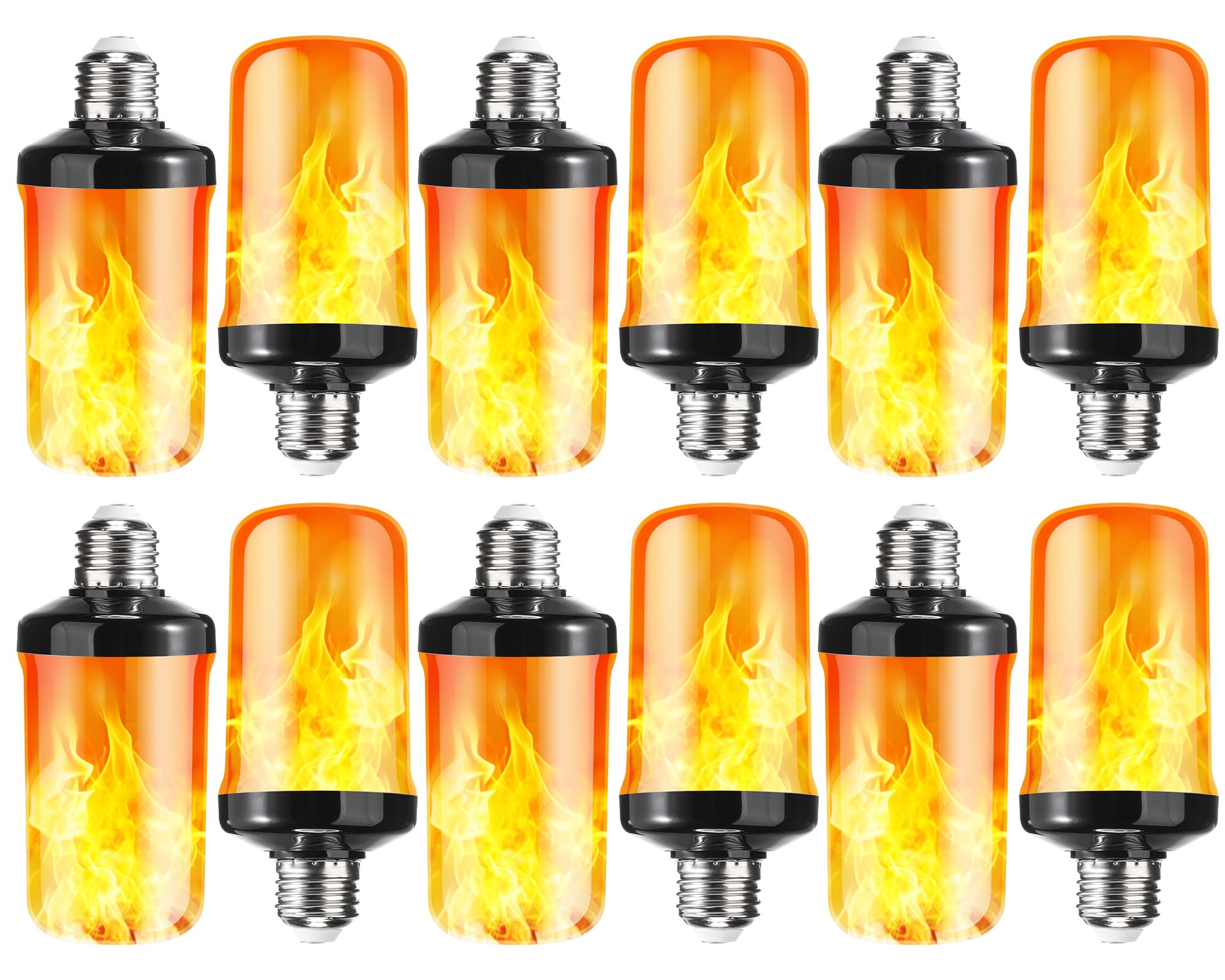 VIHOSE 12 Pcs 4 Modes LED Flame Light Bulbs Flickering E26 Base Light ...