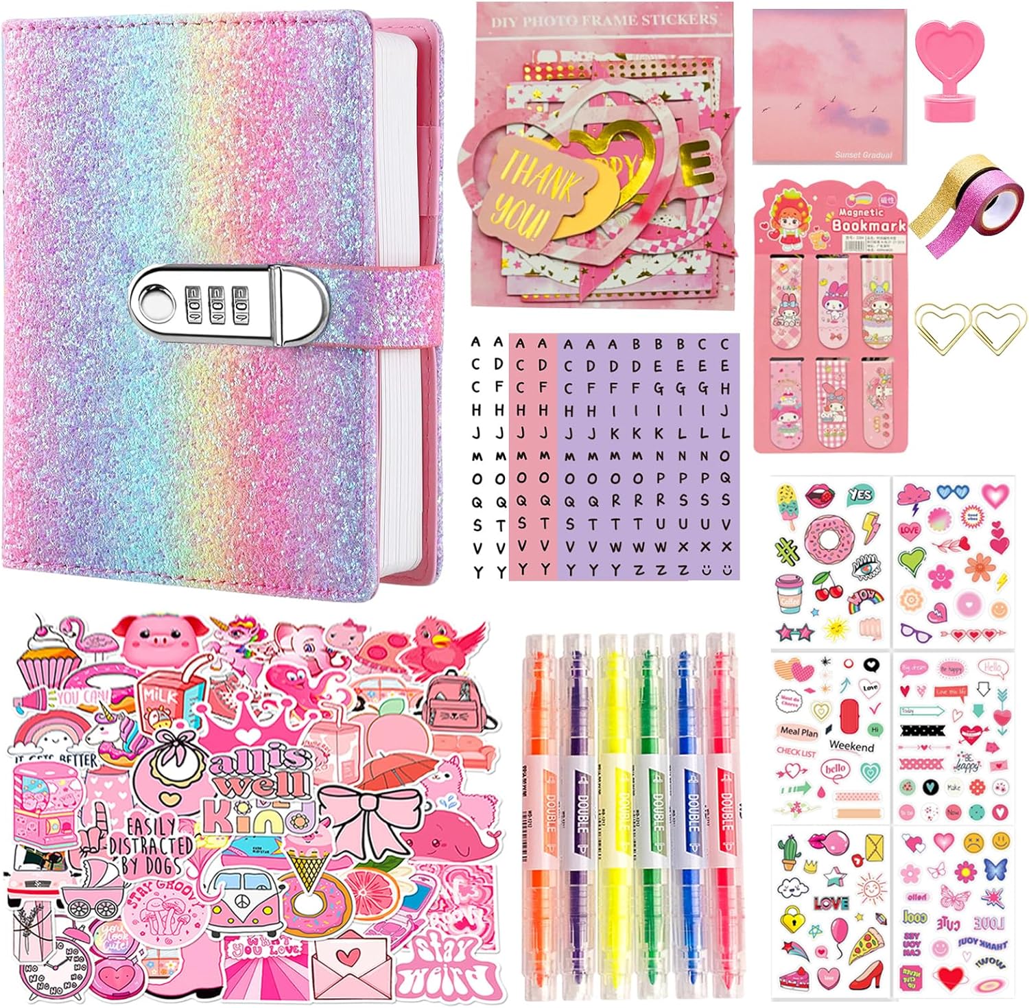 Amazon.com: NLDOHUTO DIY Journal Kit for Girls,Diary for Girls with ...
