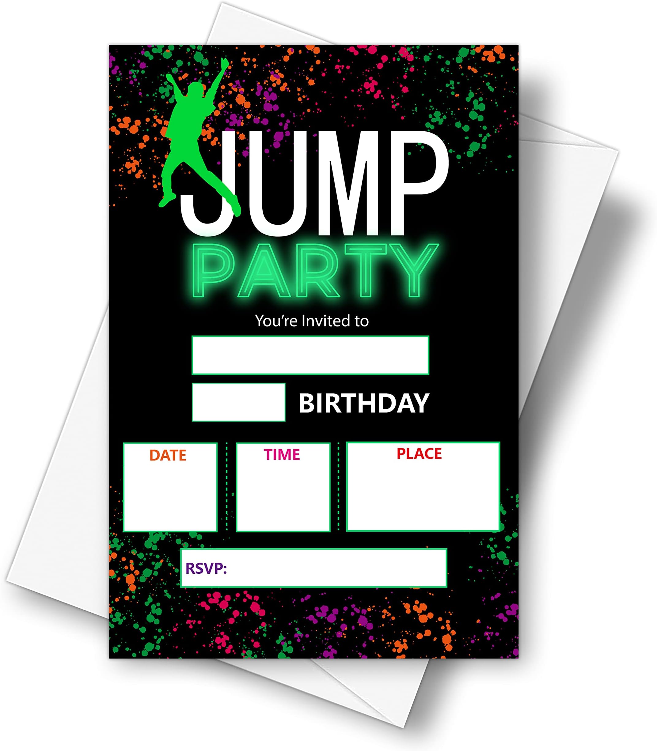 Amazon.com : DETIHO 4" x 6" Jump Trampoline Birthday Party Invitation ...