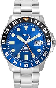 Amazon.co.jp: [フォッシル] 腕時計 FOSSIL BLUE GMT FS5991 メンズ シルバー : ファッション