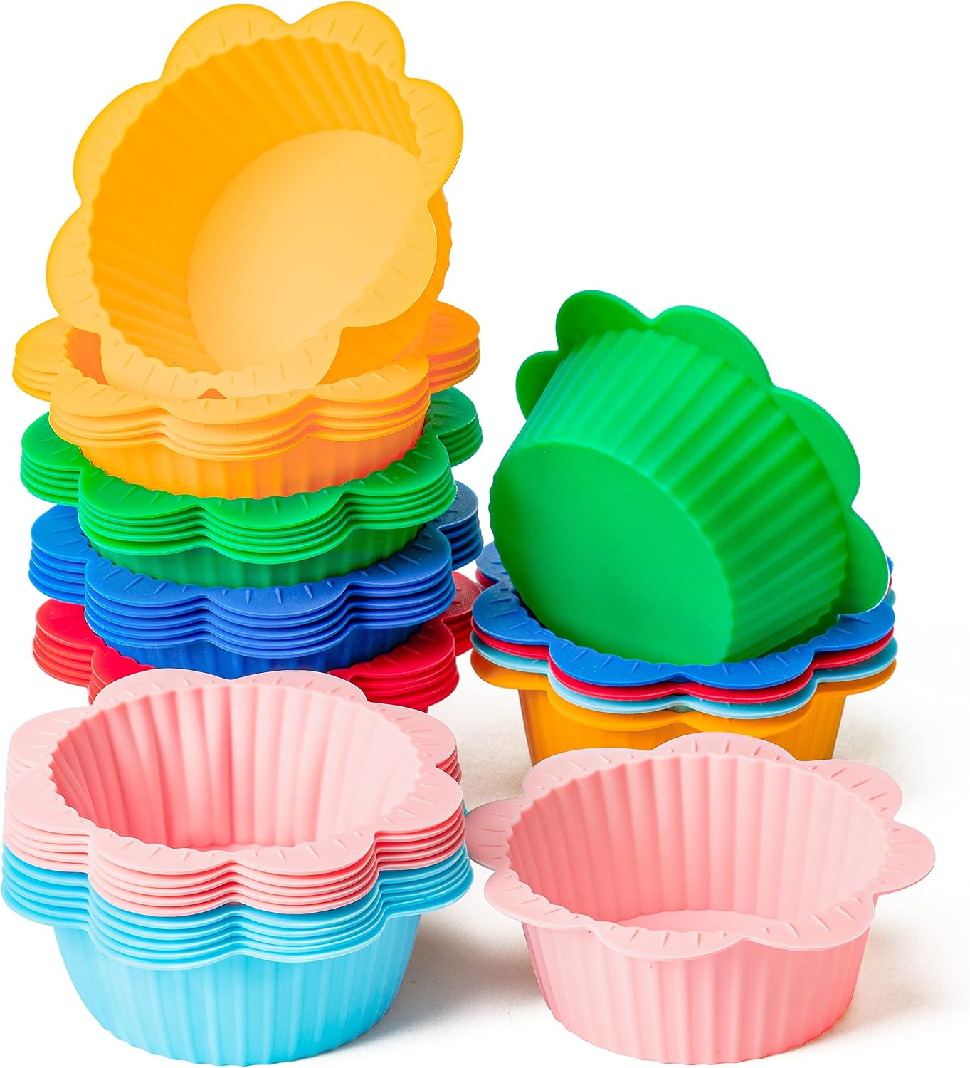 Amazon.com: R HORSE 36Pcs Silicone Cupcake Liners Multicolor Flower ...