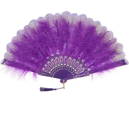 Amazon.com: HAPPY FEATHER Handheld Marabou Feather Fan, 1920s Vintage ...