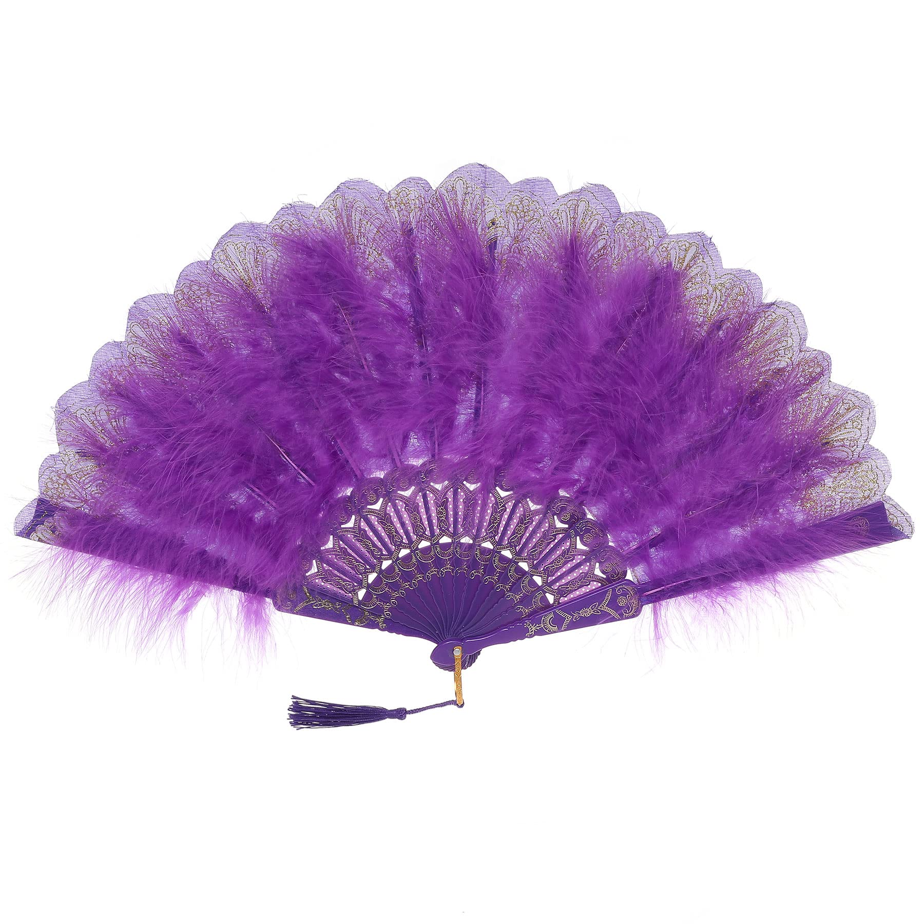 Amazon.com: BABEYOND Marabou Feather Fan 20s Vintage Folding Fan ...