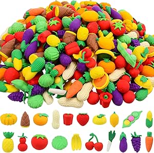 Amazon.com: Qeeenar 300 Pcs Mini Food Fruit Erasers Kids Small ...