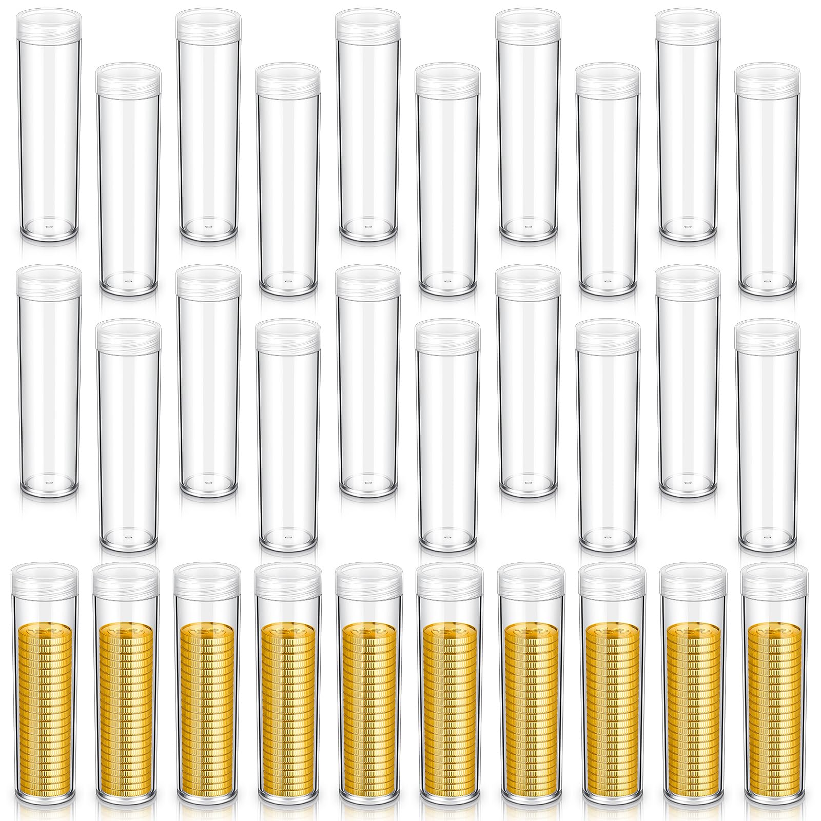 Amazon.com : Tanlade 30 Pcs Coin Storage Tubes Coin Capsules Penny Coin ...