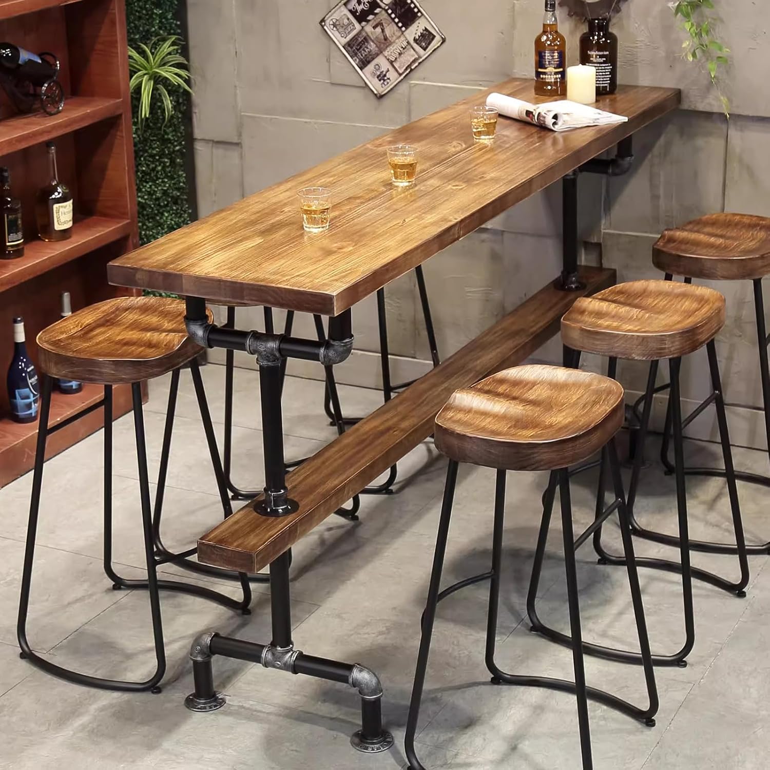 Amazon.com: Lebolna Solid Wood Bar Height Table,Industrial Counter ...