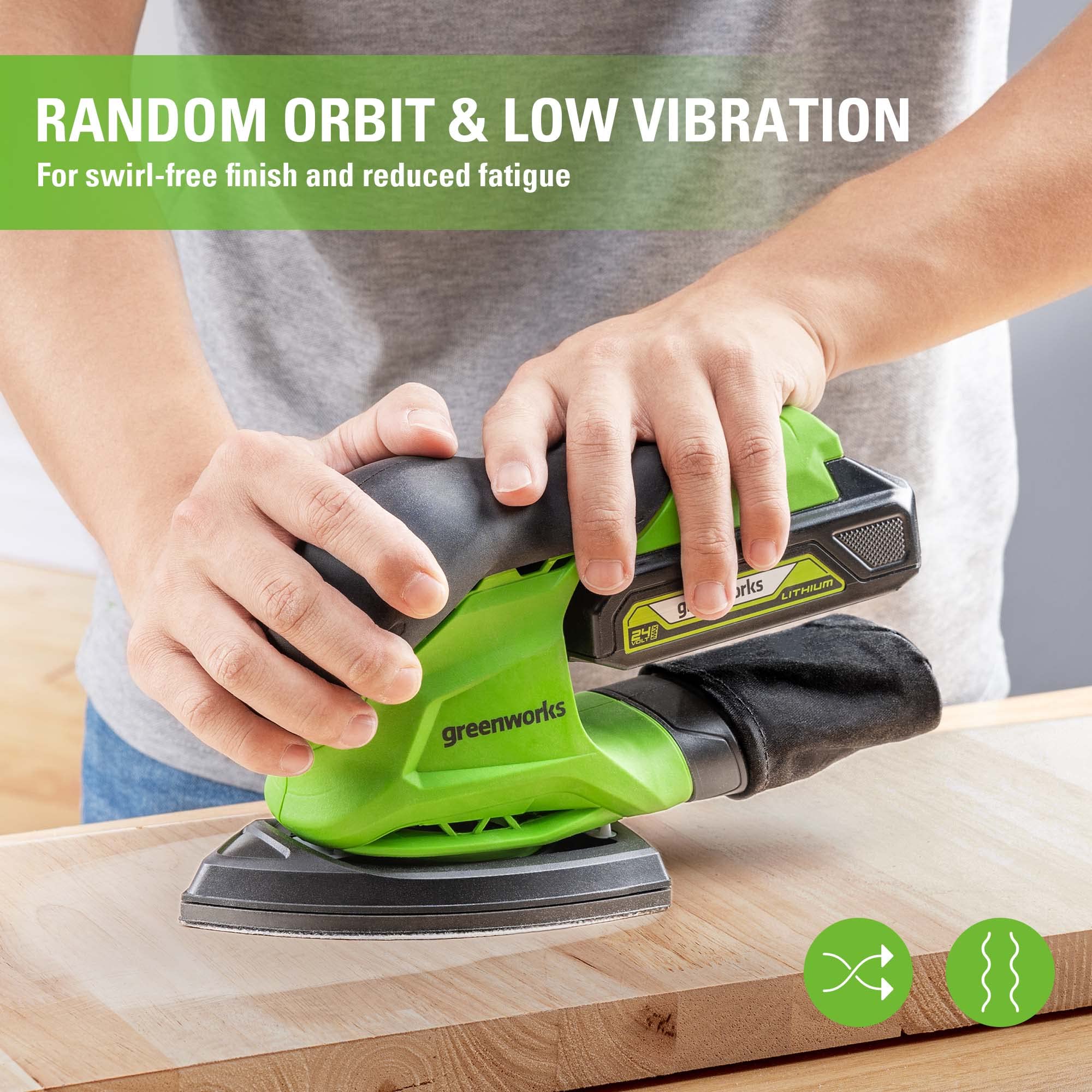 Snapklik.com : Greenworks 24V Cordless Finishing Sander 11,000 OPM ...