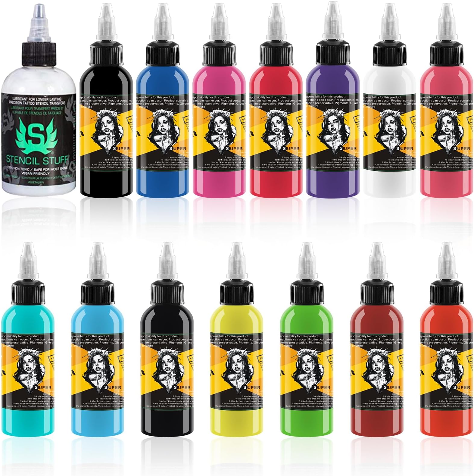 Amazon.com: AYCOS 7 Color Tattoo Ink Set - 60ml/Bottle Tattoo Ink ...