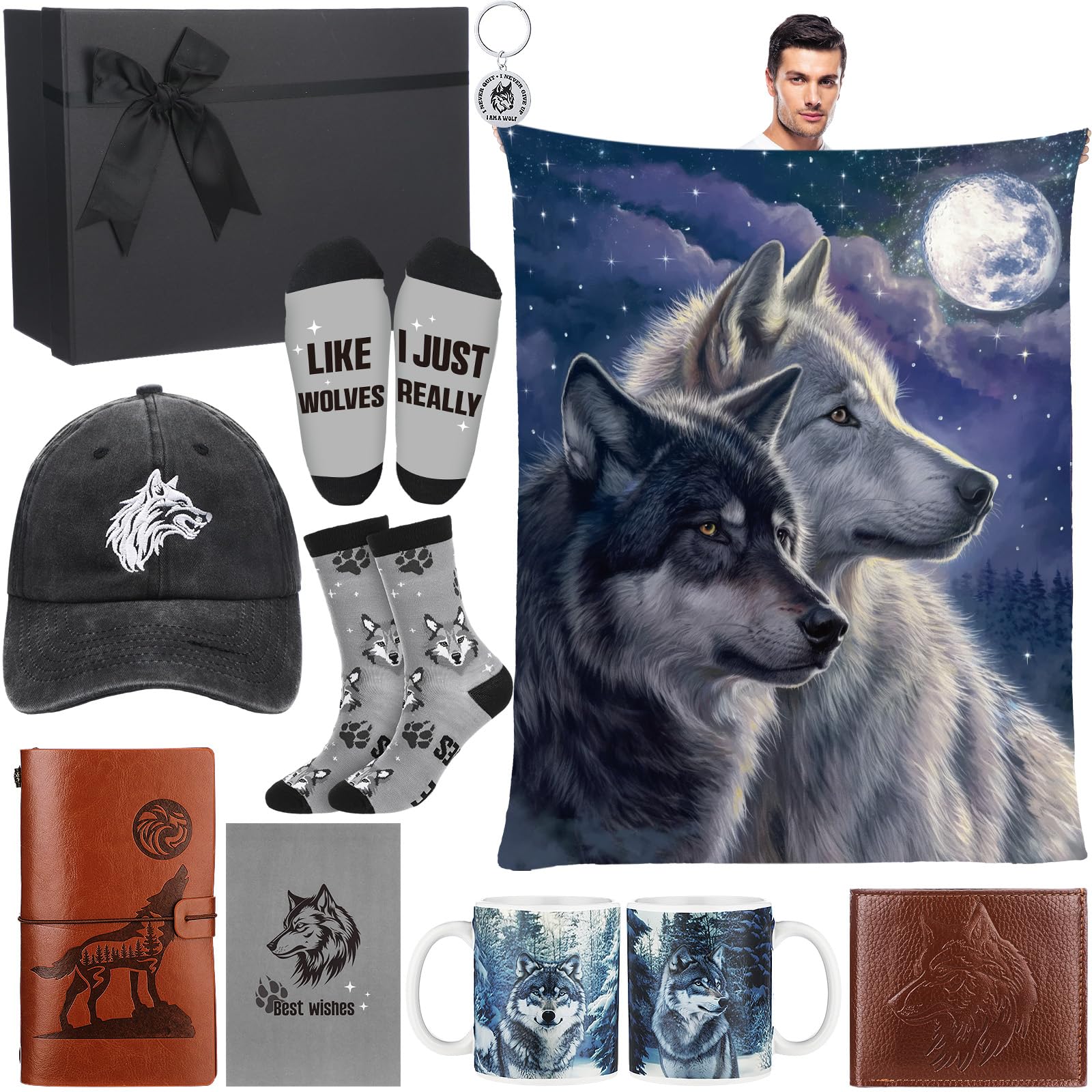 Amazon.com: Geyoga 9 Pcs Wolf Gift for Men Gift Set for Wolf Lover ...