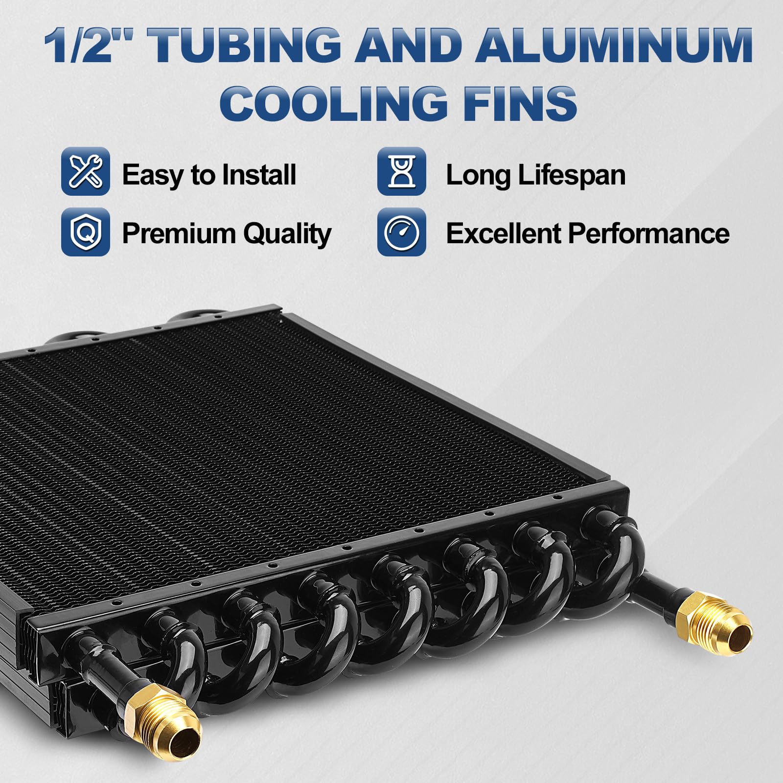 Snapklik.com : TEMSONE 16 Pass 1/2" Transmission Cooler, 16 Rows 8AN ...