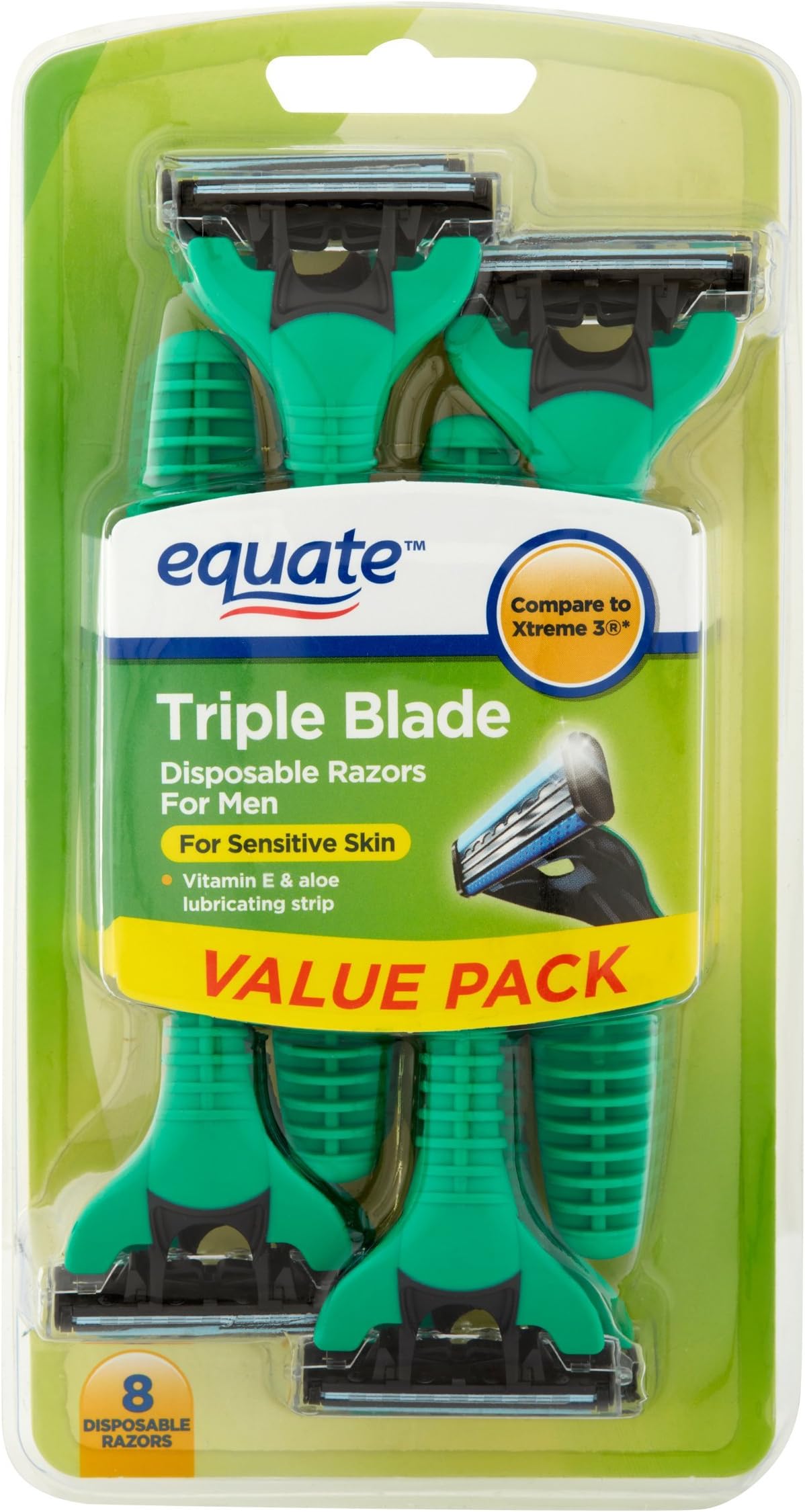 Amazon.com : Equate Triple Blade Disposable Razors For Men (20 Razors ...