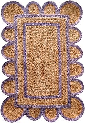 Amazon.com: Shiv Shakti Exports Scalloped Natural Jute Area Rug ...
