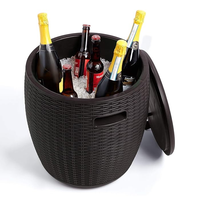 Buy VonHaus 45L Rattan Effect Ice Bucket – Drinks Cooler with Carry ...