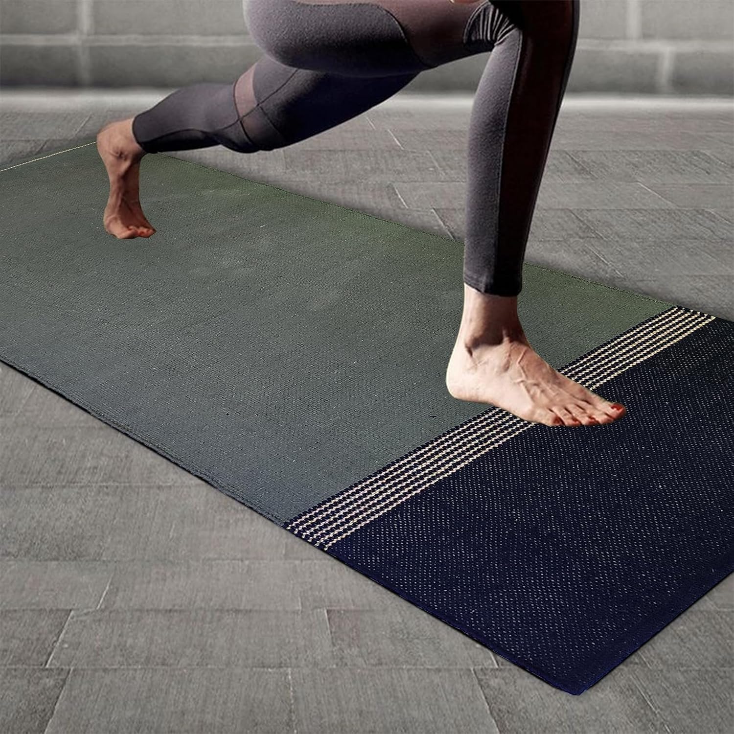 STONEMUNK Yoga Cotton Rug Eco Friendly Natural Gym Workout Mat With ...