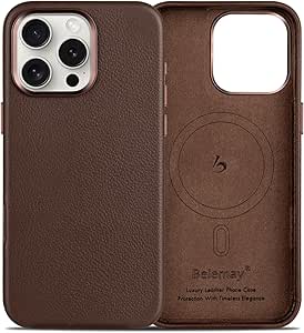 Amazon.com: Belemay Compatible with iPhone 16 Pro Leather Case, Compatible with MagSafe, Premium ...