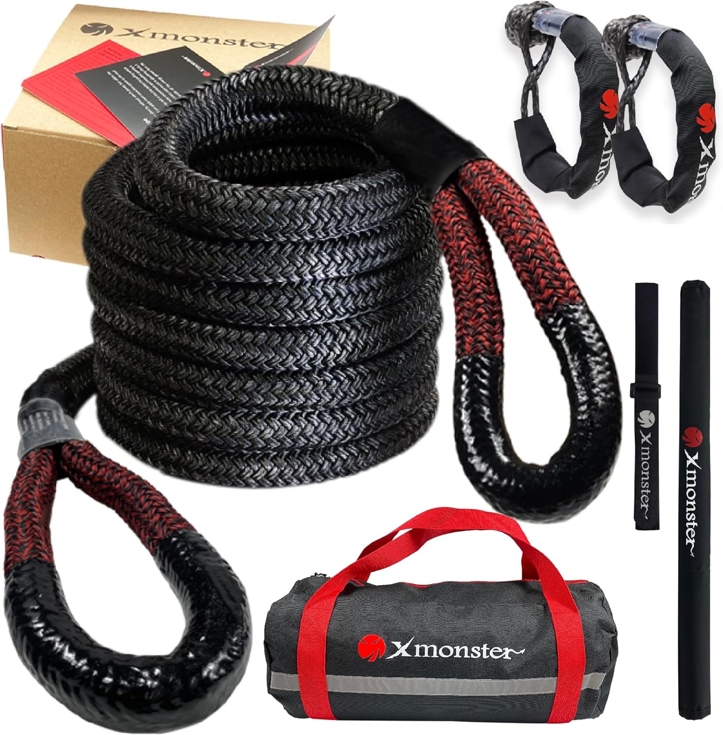Amazon.com: X MONSTER Kinetic Recovery Tow Rope 1" x 30' (MBS 36,800 ...