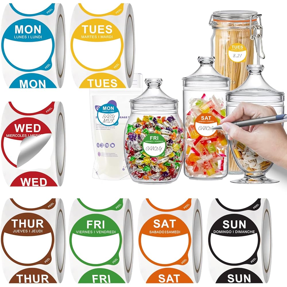 $4/mo - Finance 7000 Pcs 1 Inch Days of The Week Stickers, Removable ...