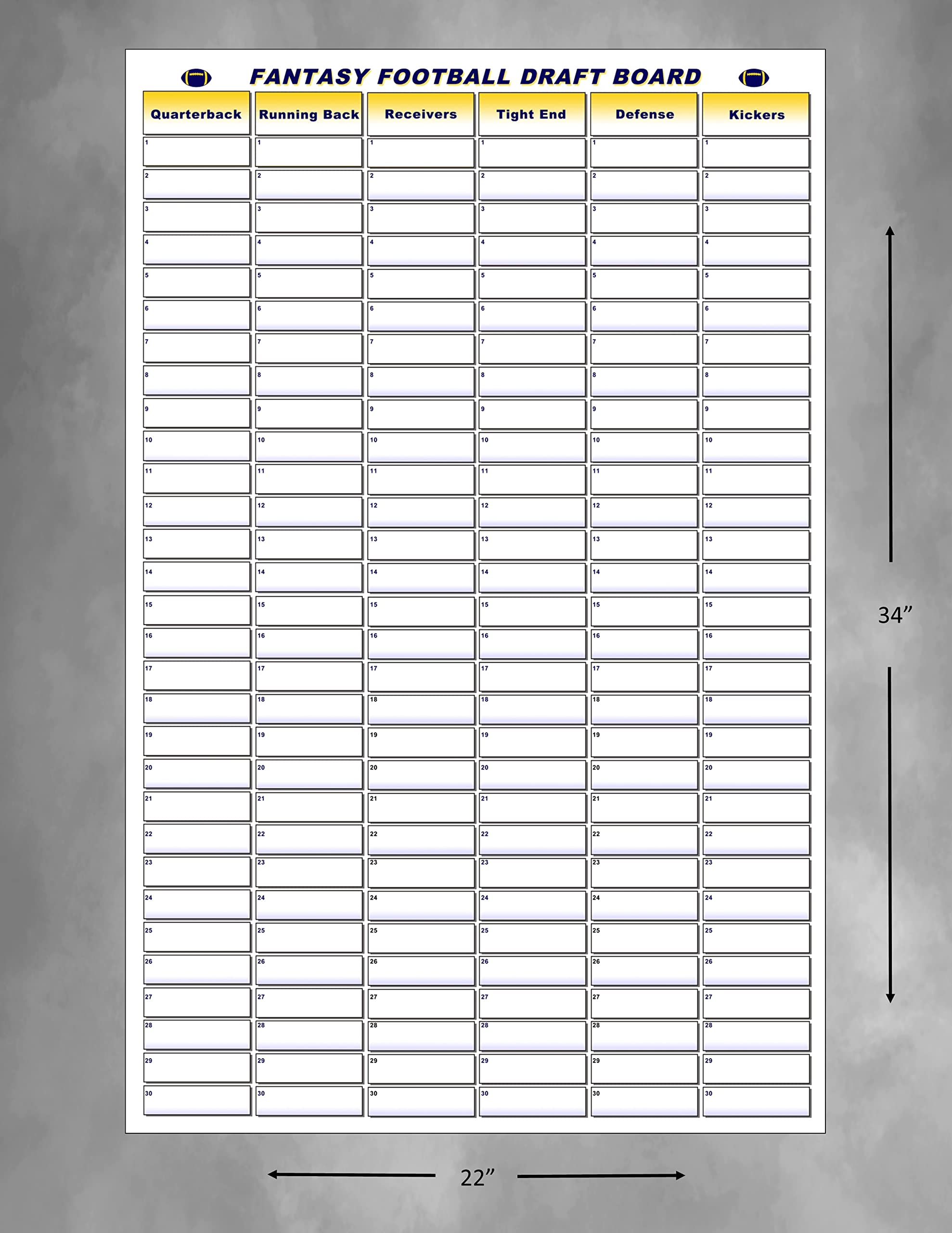 Fantasy Football Accessories Fantasy Football Draft Board 2025-2026 Kit ...