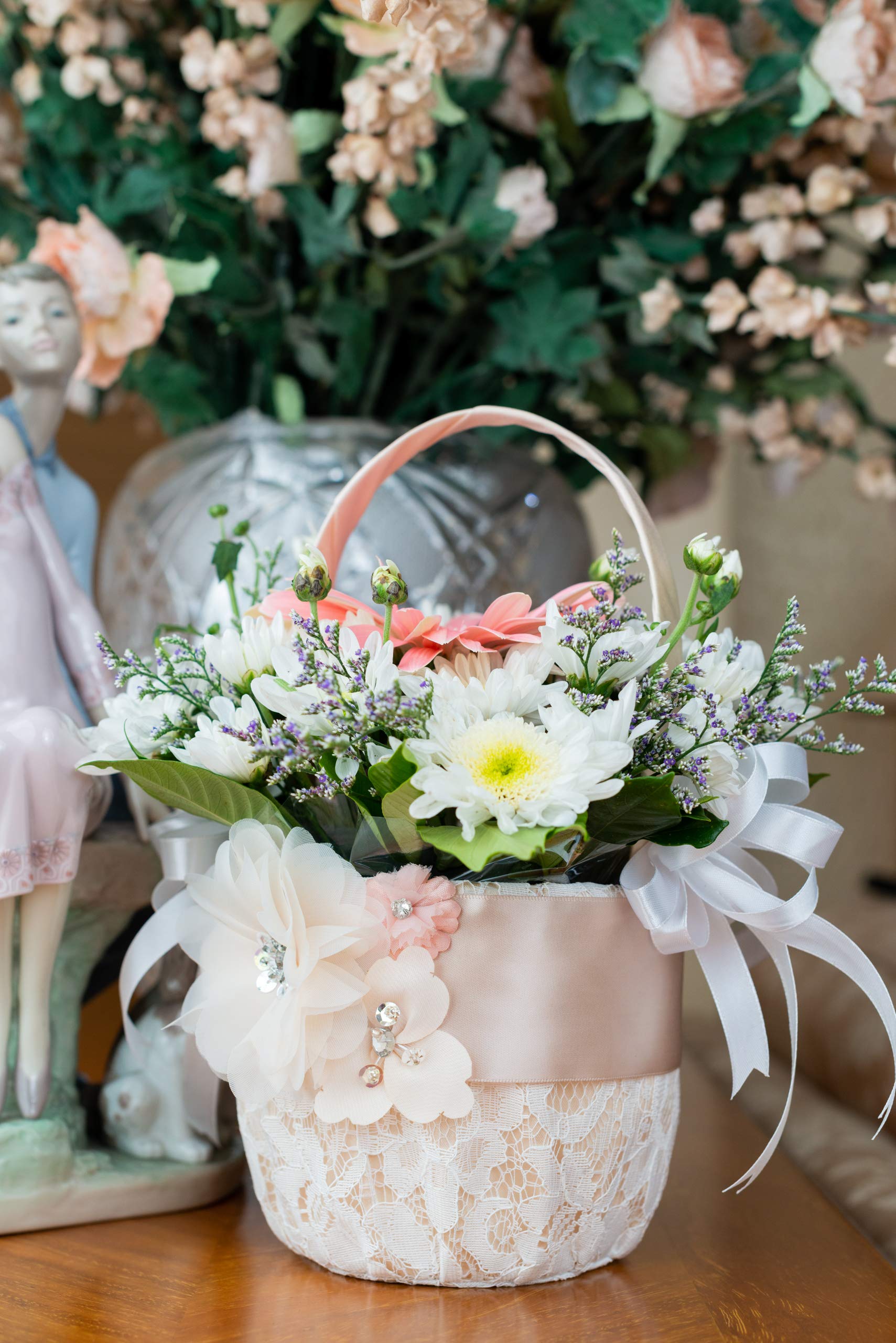 Light Blue Flower Girl Basket