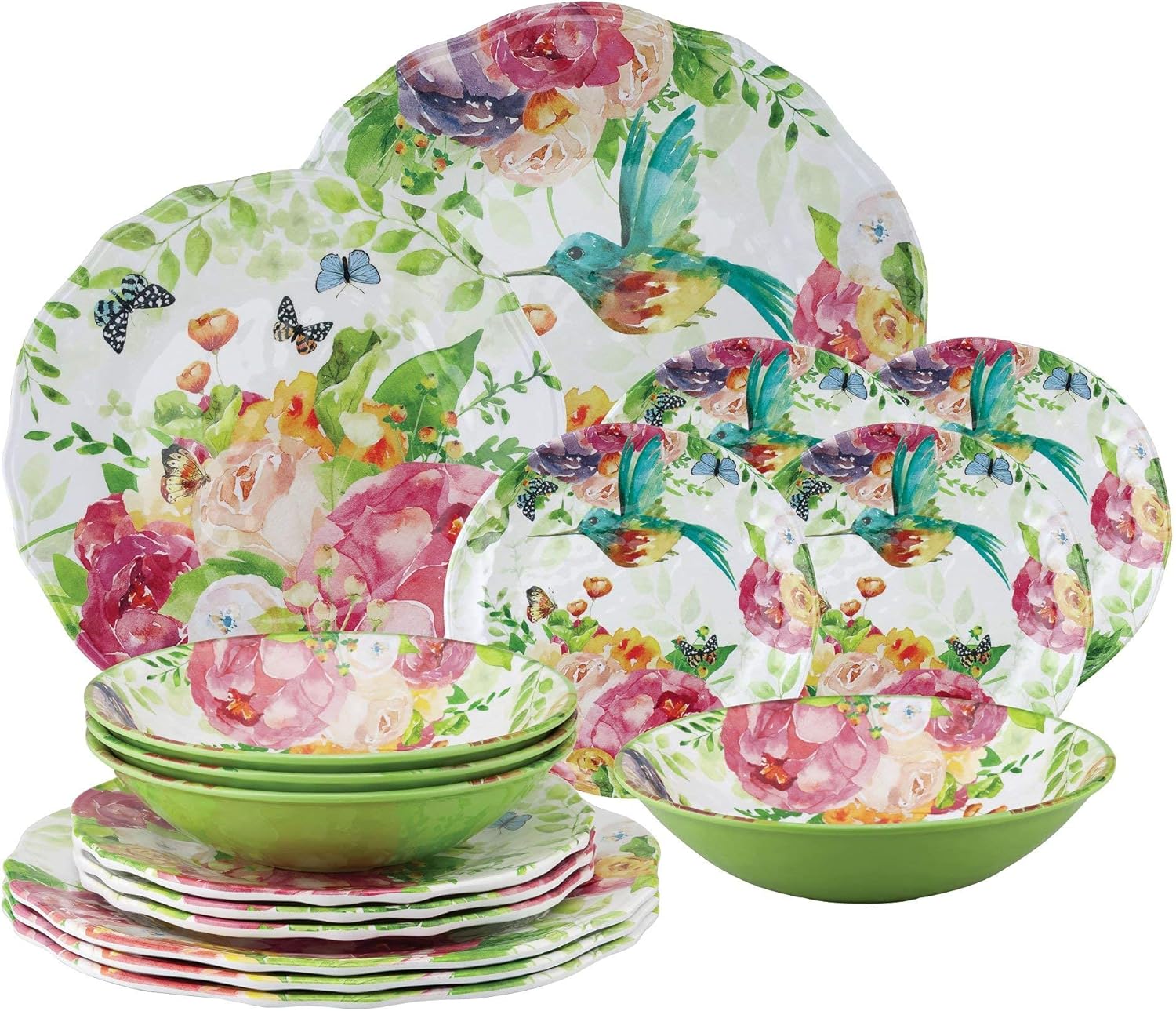 Amazon.com | UPware 16-Piece Melamine Dinnerware Set, Includes Dinner ...