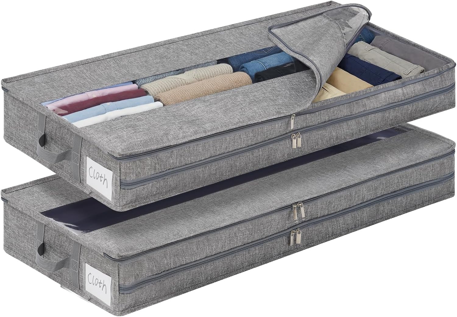 GARPROVM Underbed Storage Boxes, Low Profile Under Bed Storage Box with ...