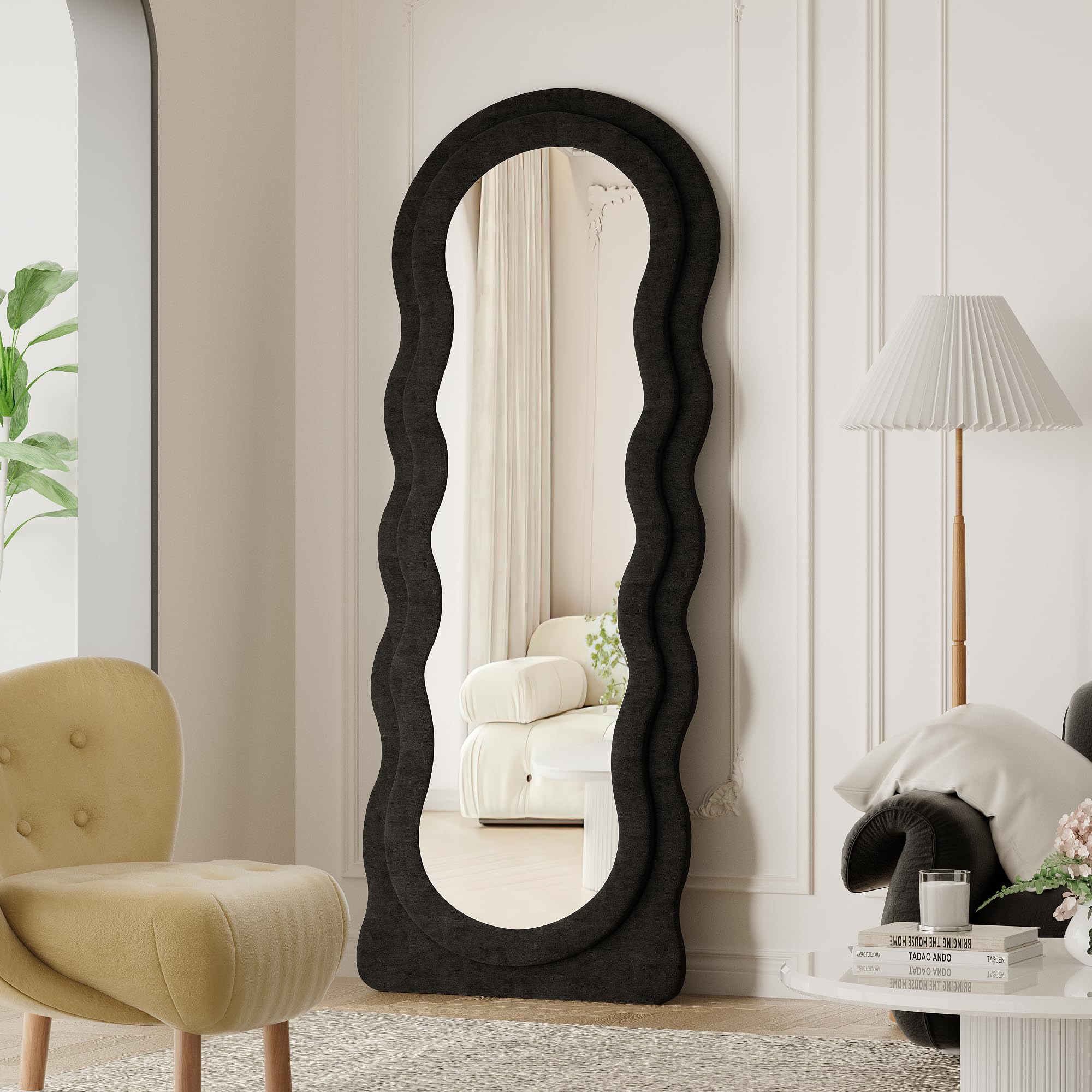 Amazon.com: Flannel Wavy Full Length Mirror with Stand Wall Mounted 63 ...